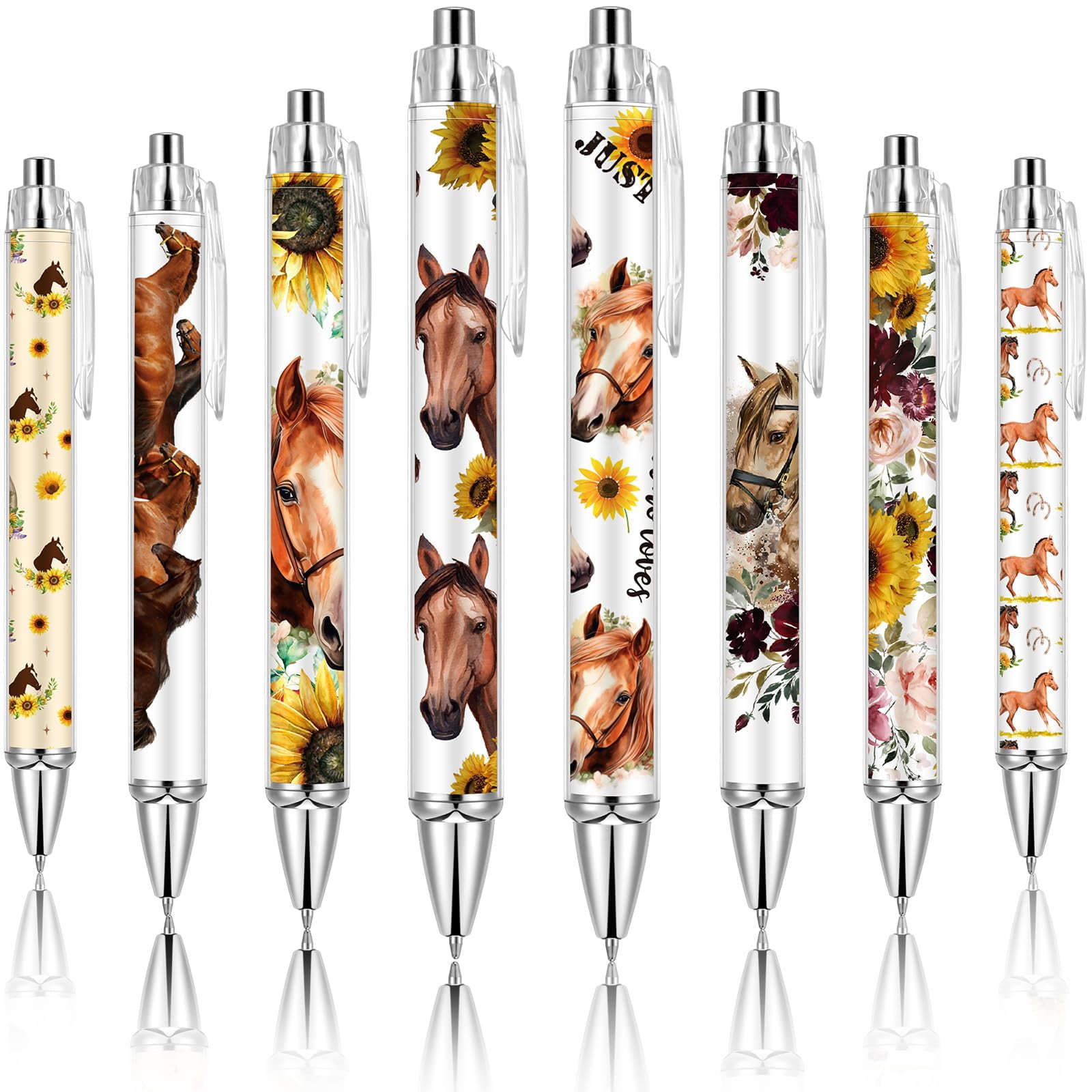 Ireer 8 Pcs Ballpoint Pens for Women 1.00 mm Cute Writing Pens Black ...