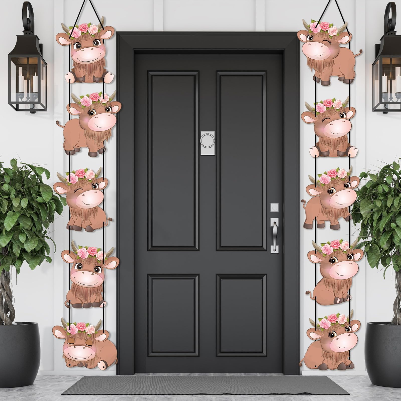 Ireer Highland Cow Print Banner Cow Print Supplies Brown Cow Birthday ...