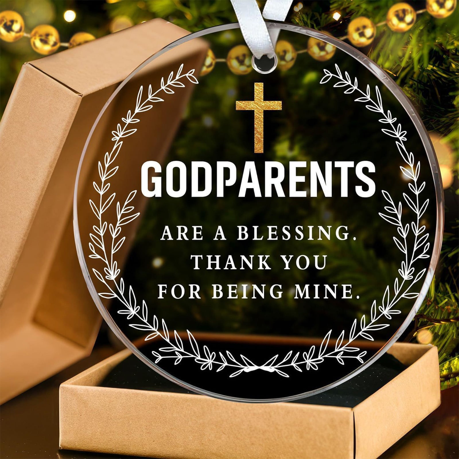 Ireezec Religious Acrylic Ornament Cross Pendant with Olive Branch ...