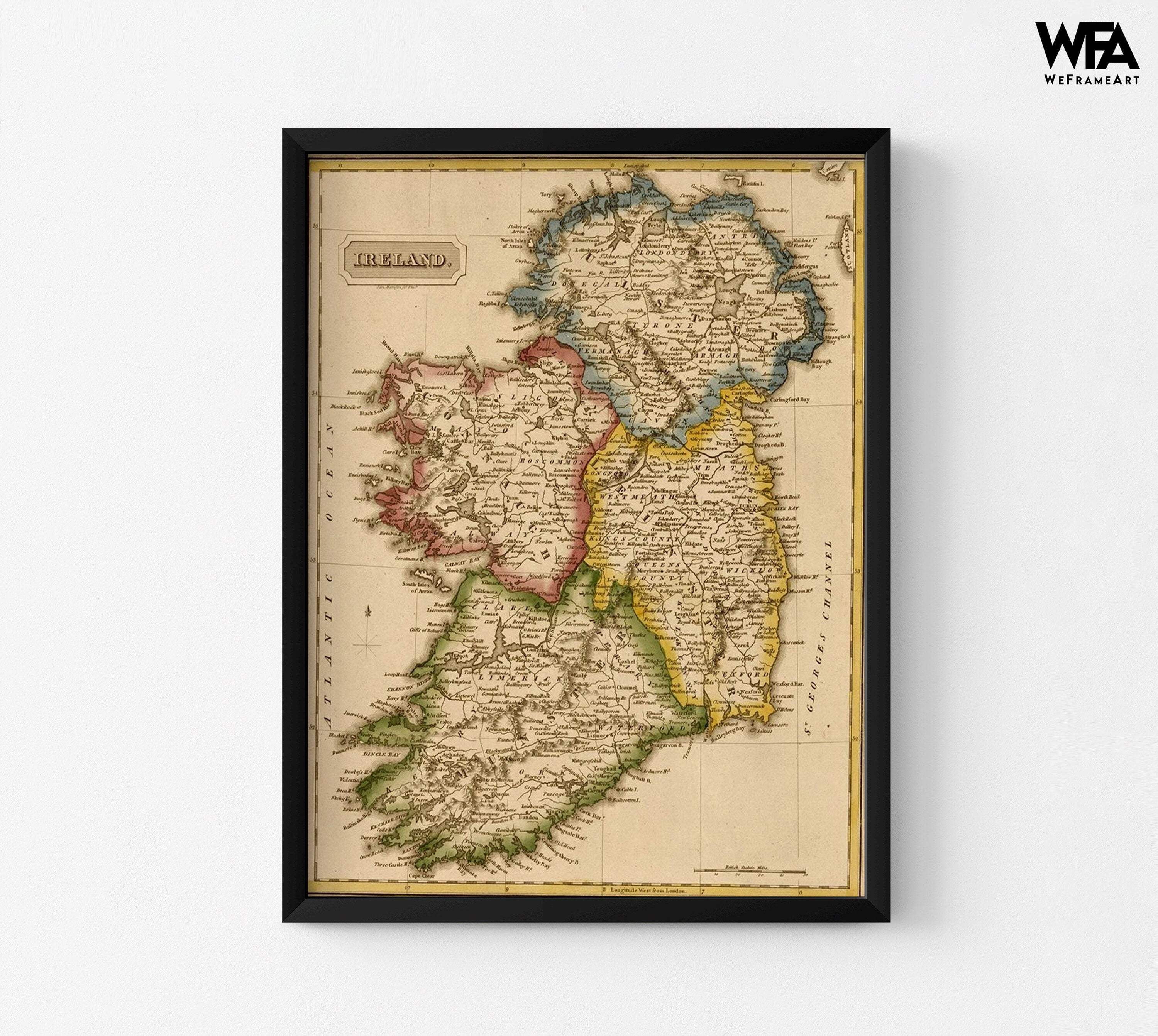 Ireland 1817, Map Of Ireland Print, Irish Office Decor, Irish Classroom ...