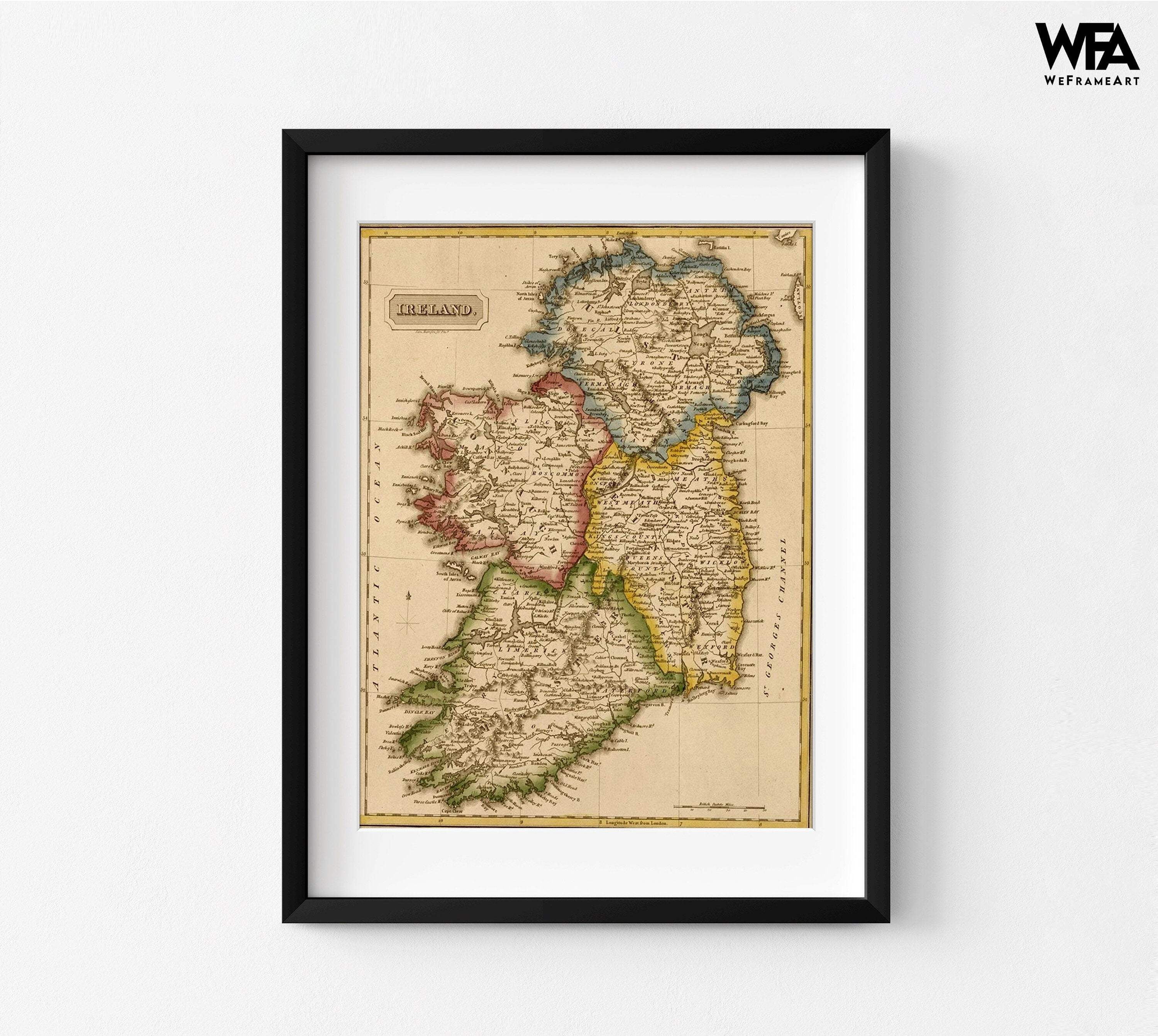 Ireland 1817, Map Of Ireland Print, Irish Office Decor, Irish Classroom ...