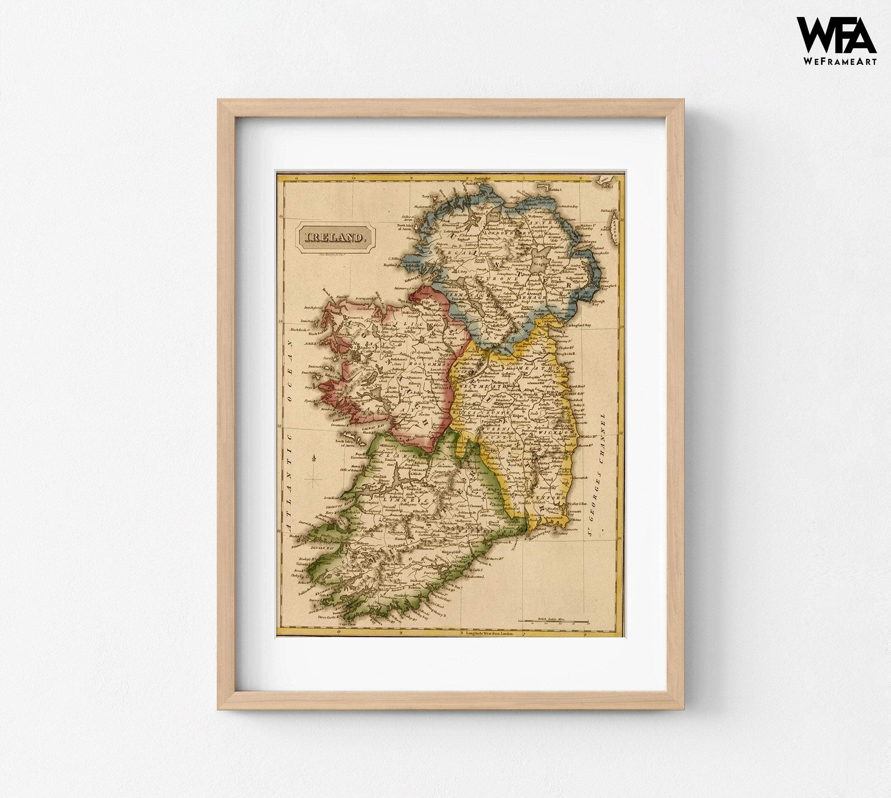 Ireland 1817, Map Of Ireland Print, Irish Office Decor, Irish Classroom ...