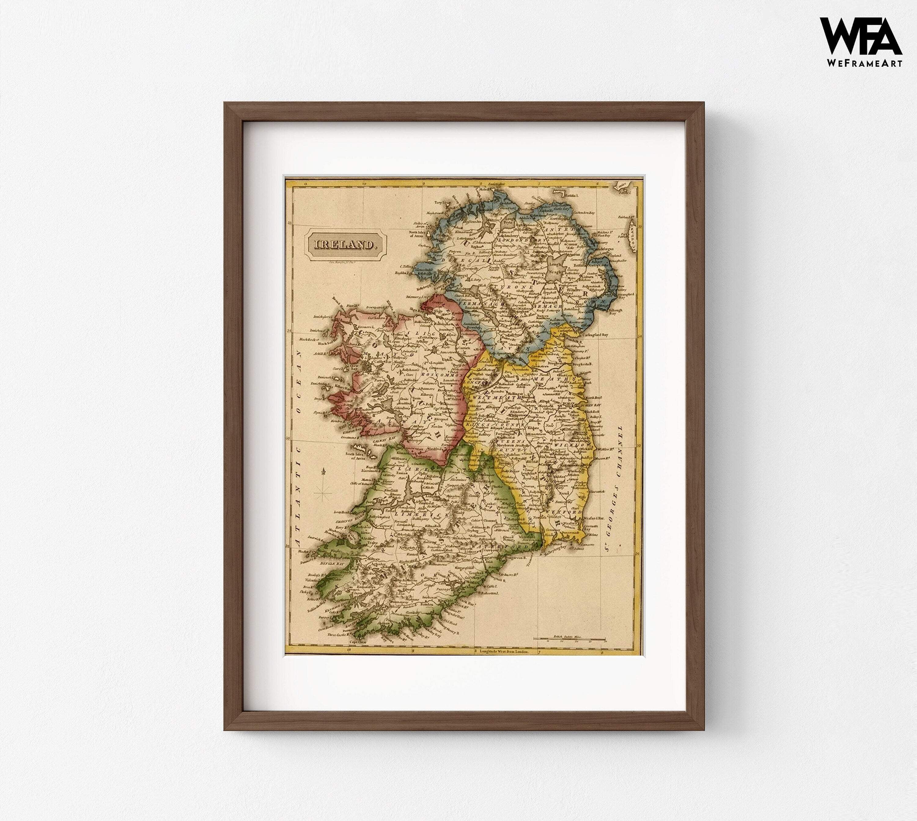 Ireland 1817, Map Of Ireland Print, Irish Office Decor, Irish Classroom ...