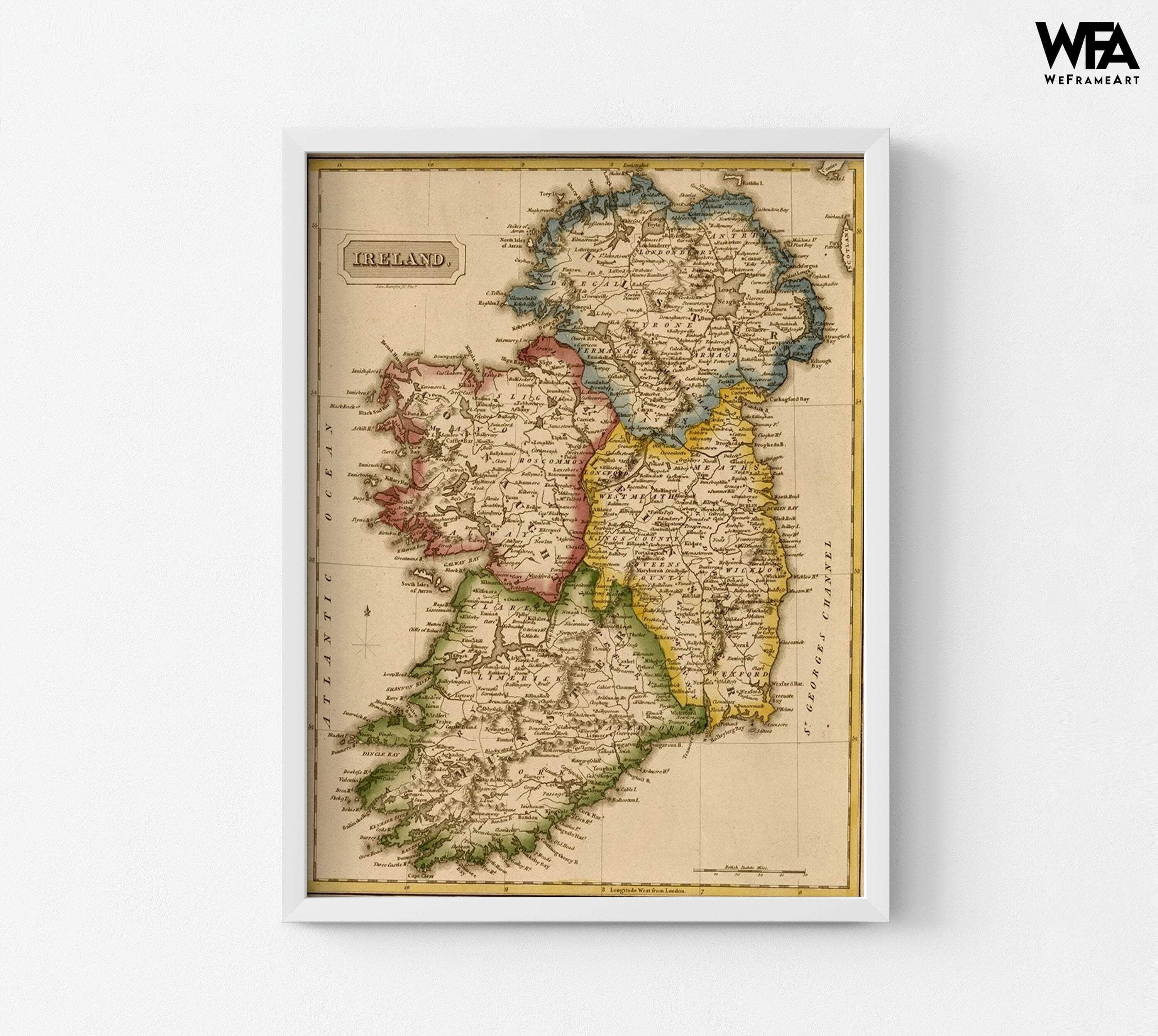 Ireland 1817, Map Of Ireland Print, Irish Office Decor, Irish Classroom ...