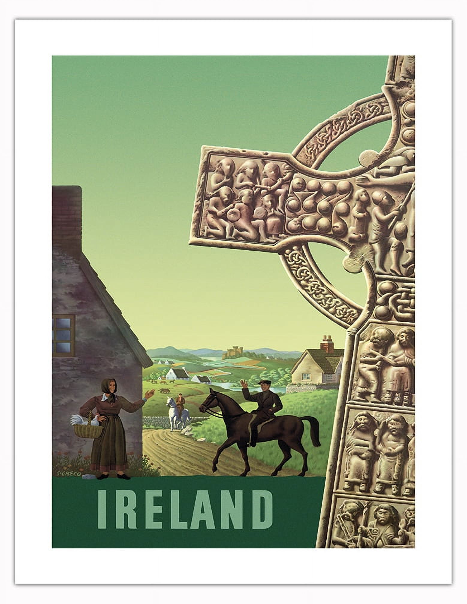 Ireland - Celtic Cross - Vintage Travel Poster by S. Greco c.1950s ...