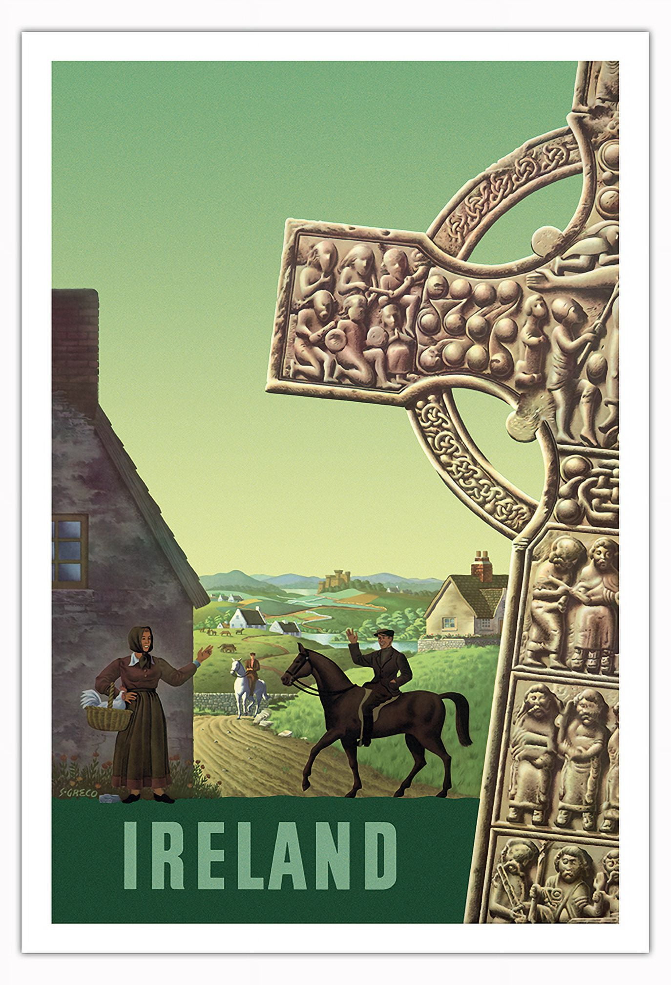Ireland - Celtic Cross - Vintage Travel Poster by S. Greco c.1950s ...