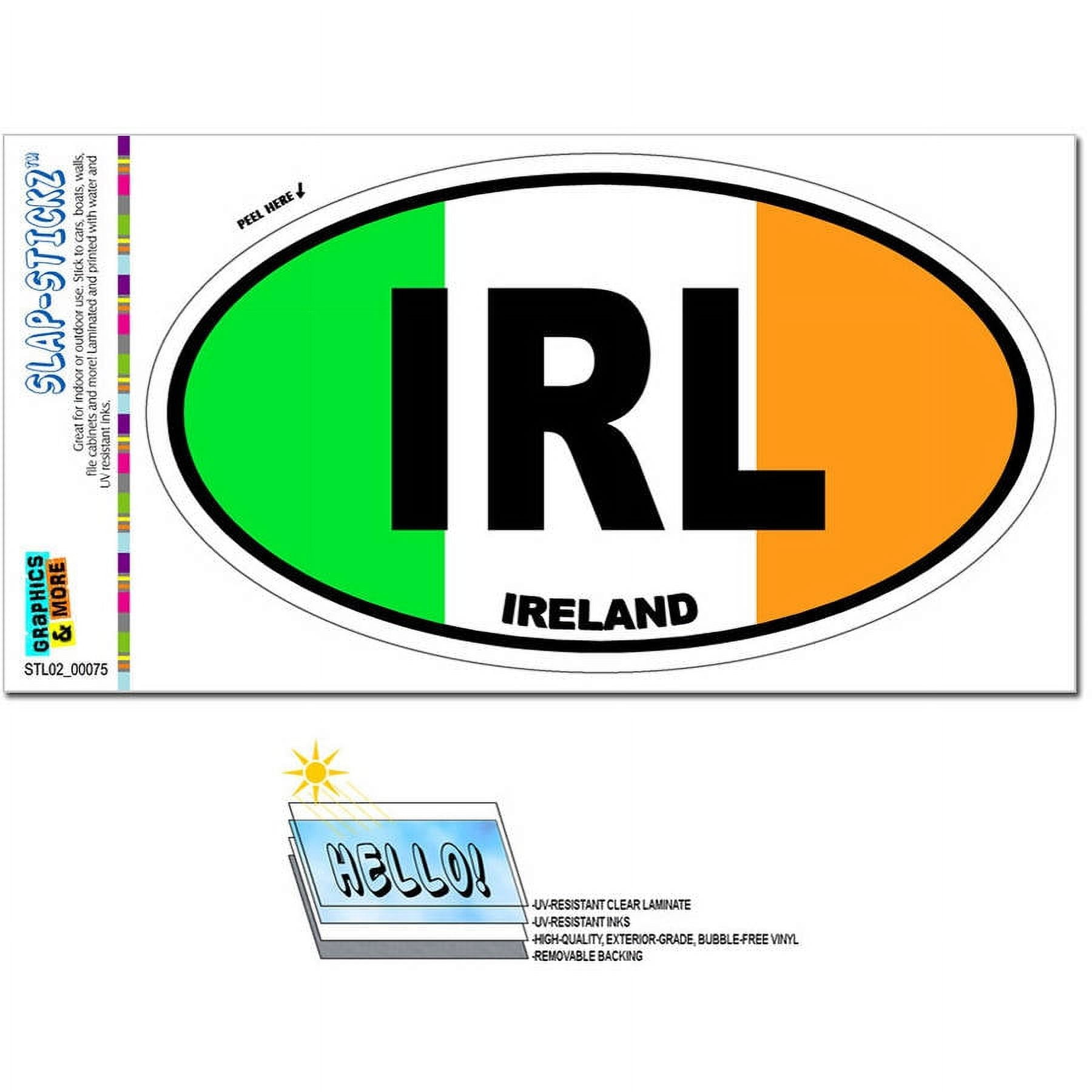 Ireland Country Flag IRL Euro Oval Irish Flag Automotive Car Window ...