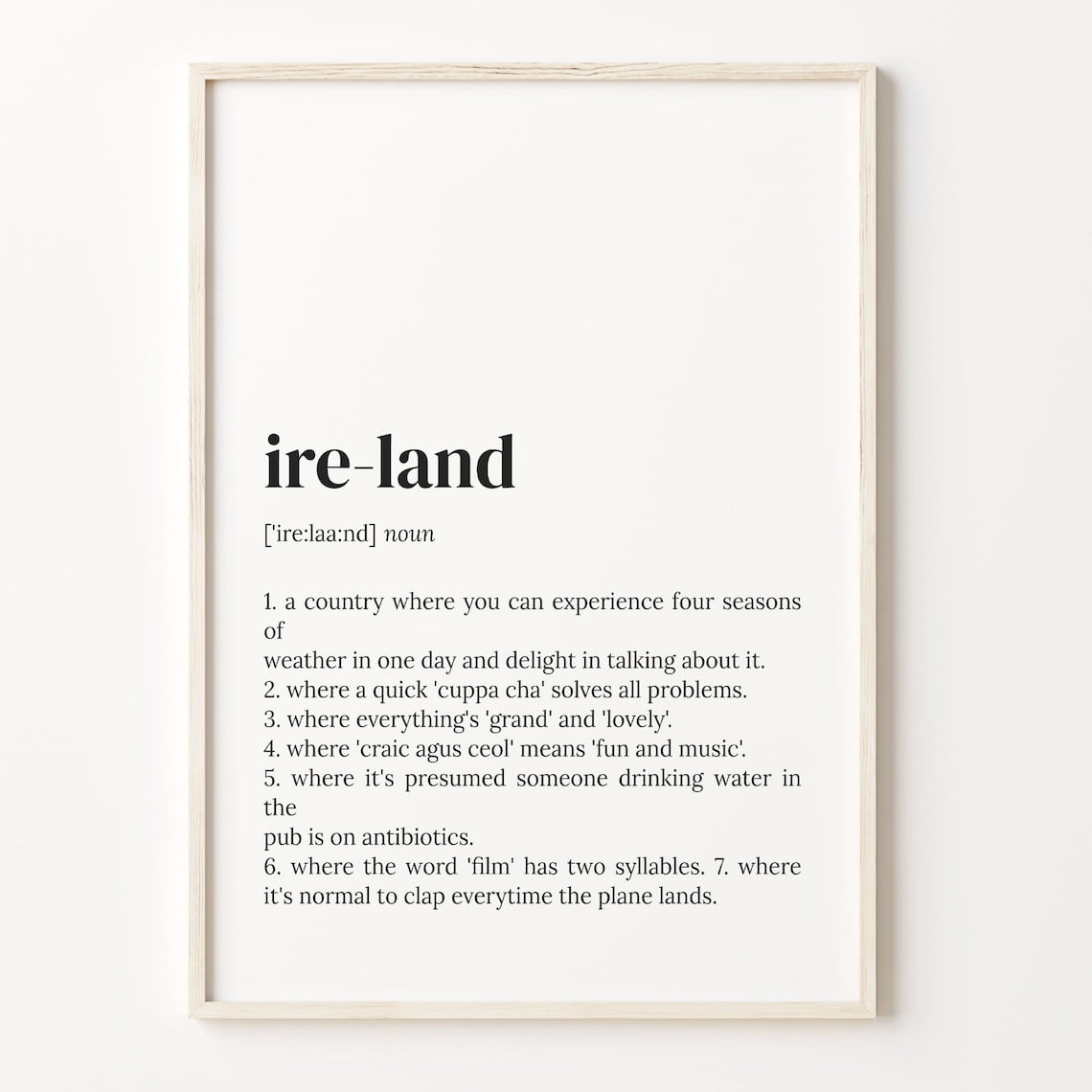 Ireland Definition Irish Quote Wall Art, Unframed Canvas - Walmart.com