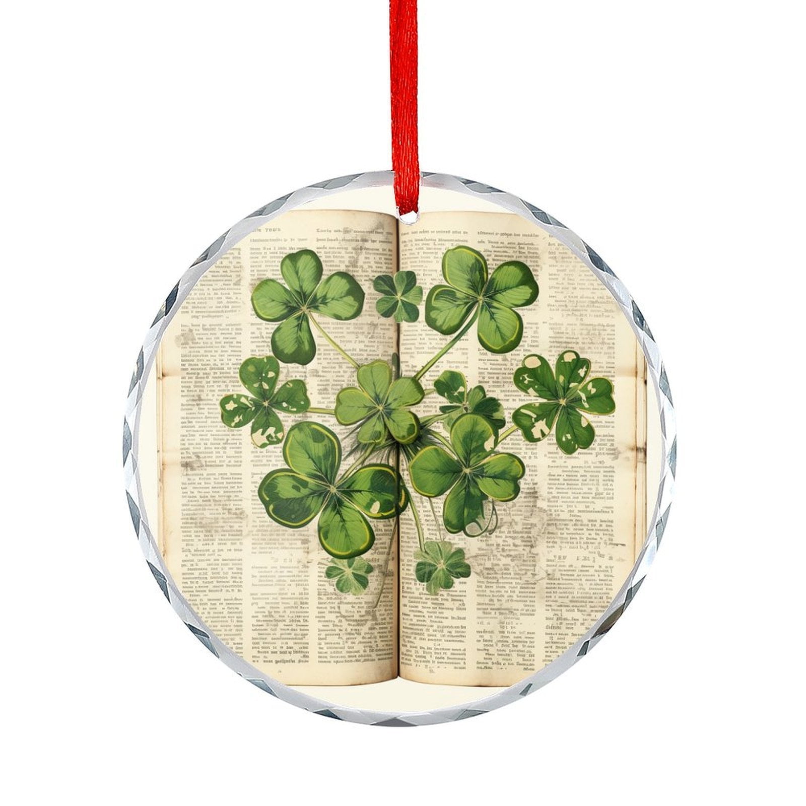 Ireland Flag Lucky Clover Shamrock Glass Ornament Xmas Tree Decorations ...