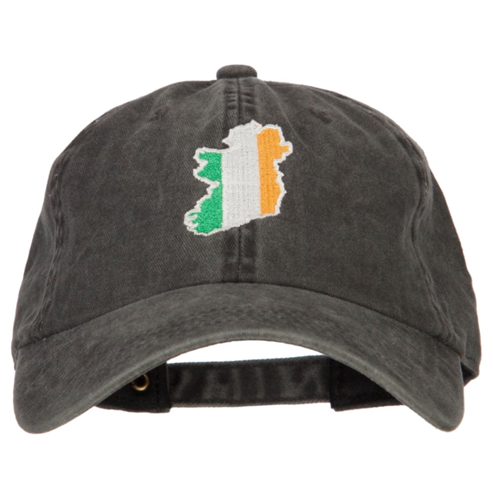 Ireland Flag Map Embroidered Washed Cotton Twill Cap - Black OSFM ...