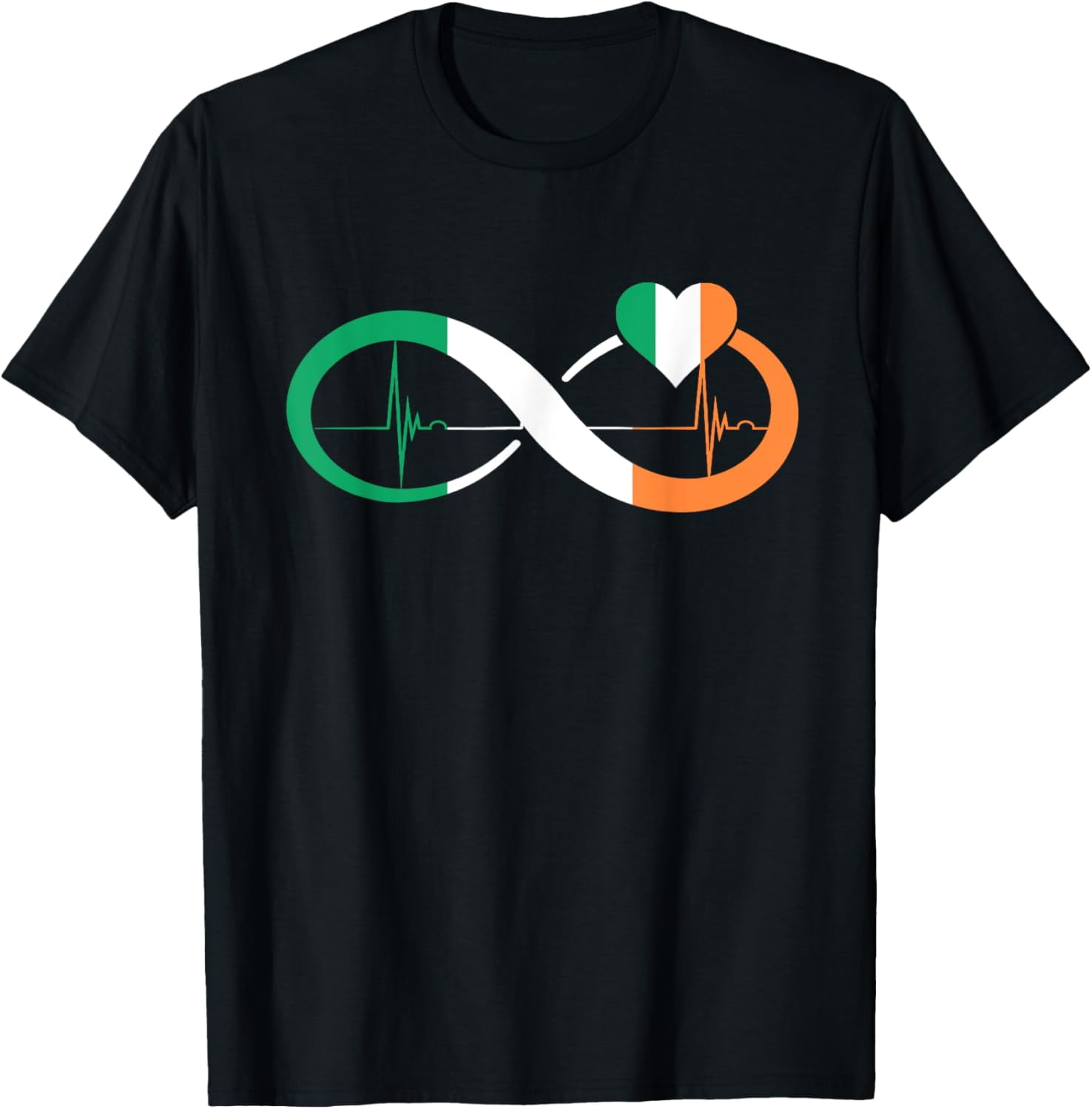 Ireland Heartbeat EKG Pulse Infinity Irish Roots Irish Flag T-Shirt ...