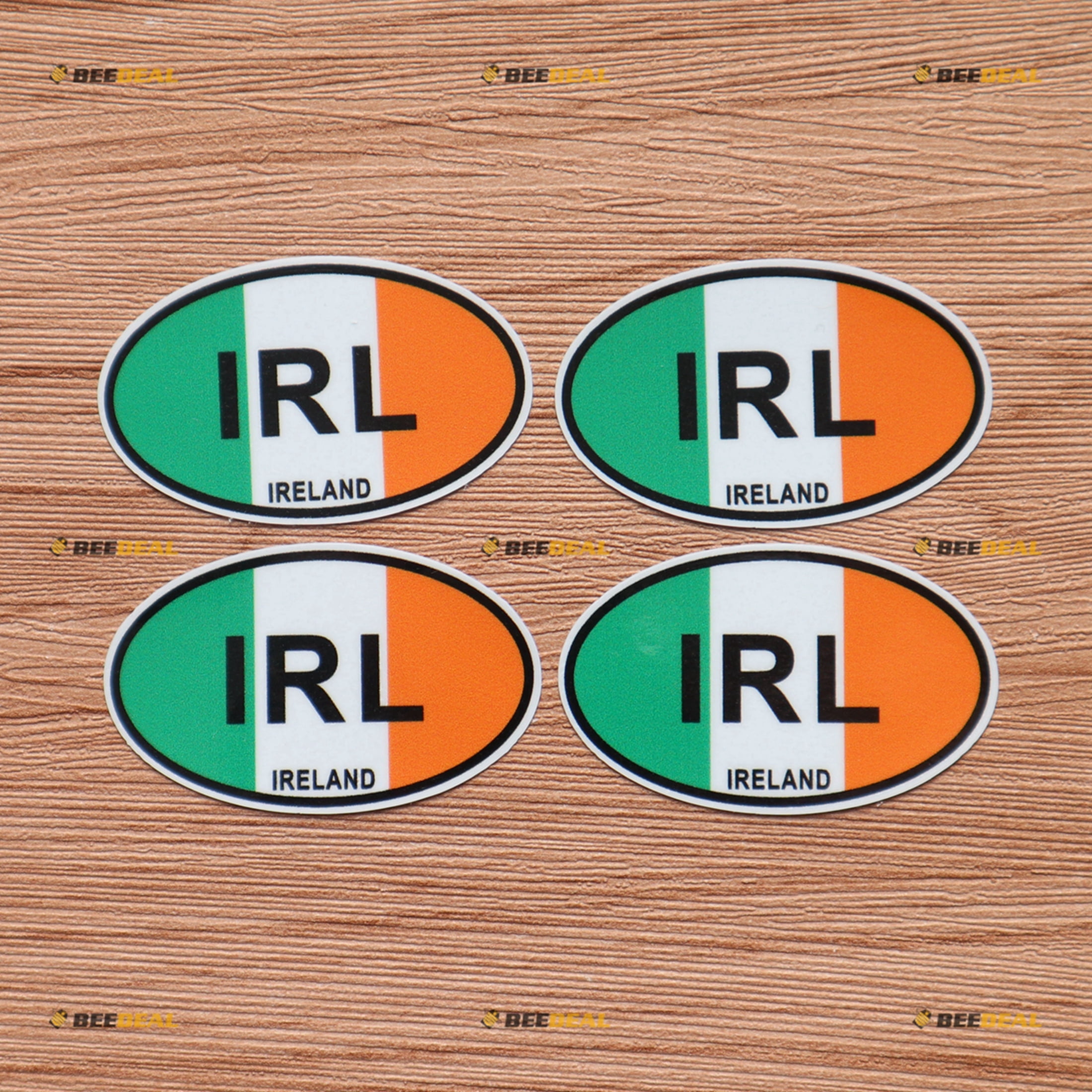 Ireland IRL Oval Code Irish Flag Vinyl Decal Sticker- 4 Pack Glossy, 2 ...