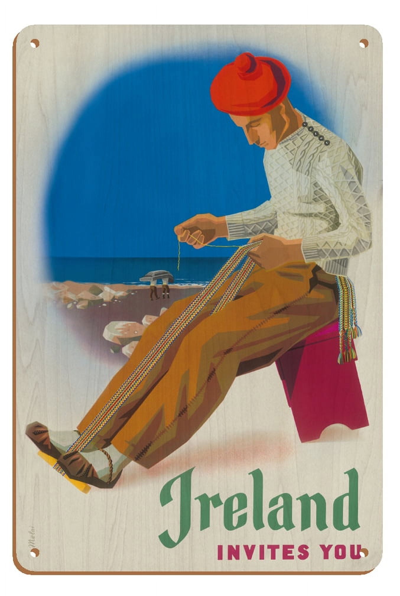 Ireland Invites You - Irishman Weaving Crios Cord Belt - Vintage Travel ...