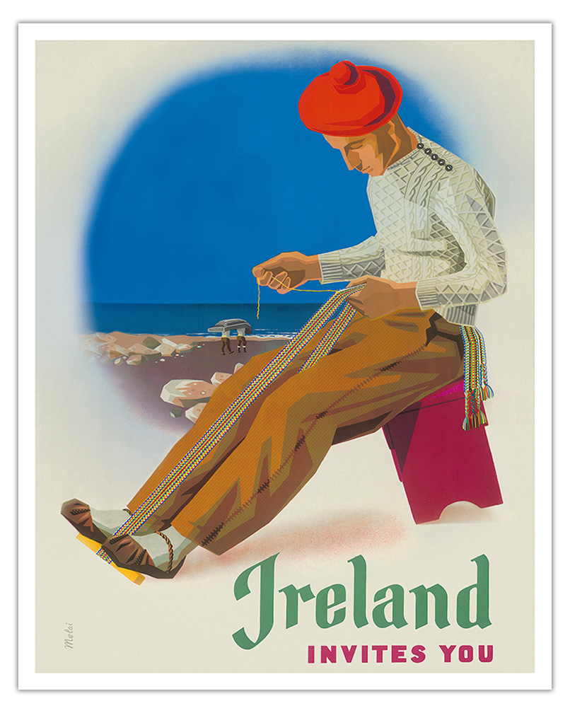 Ireland Invites You - Irishman Weaving Crios Cord Belt - Vintage Travel ...