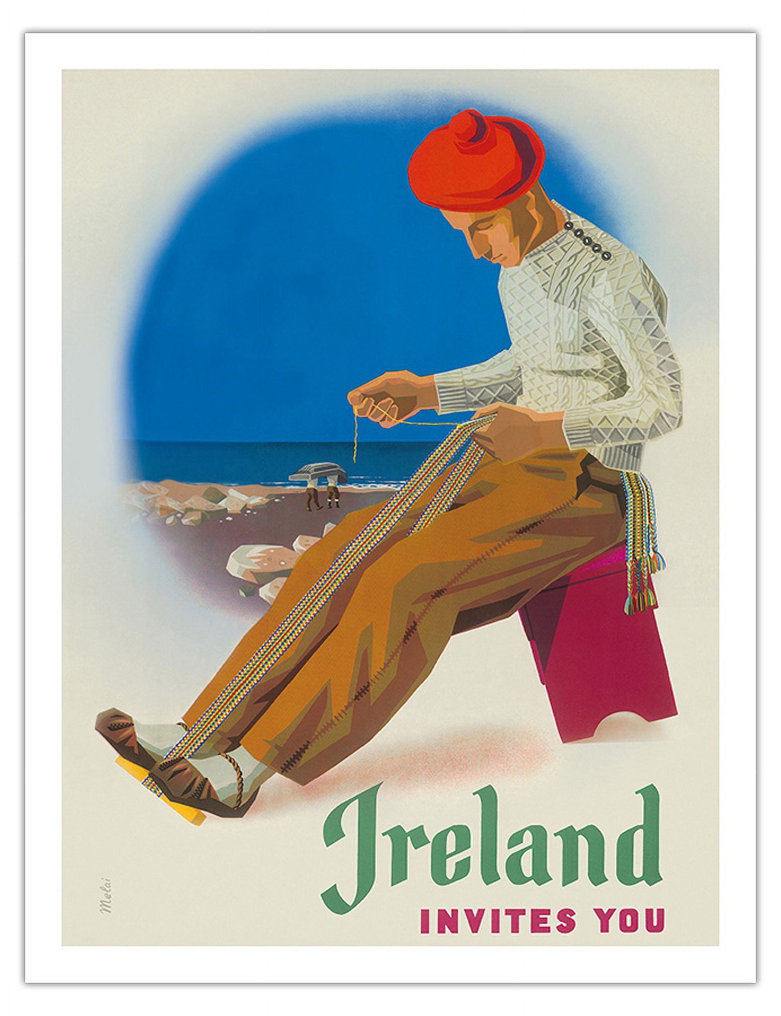 Ireland Invites You - Irishman Weaving Crios Cord Belt - Vintage Travel ...