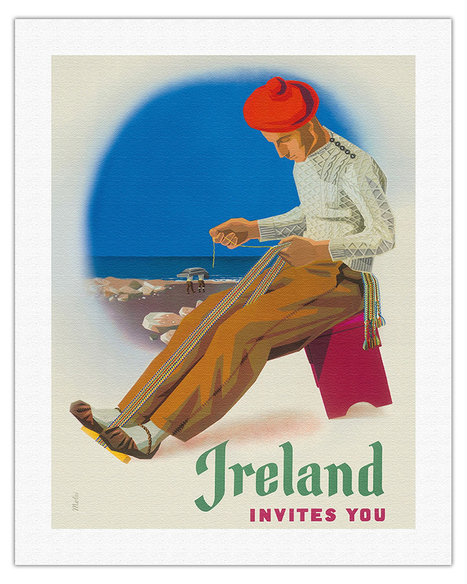 Ireland Invites You - Irishman Weaving Crios Cord Belt - Vintage Travel ...