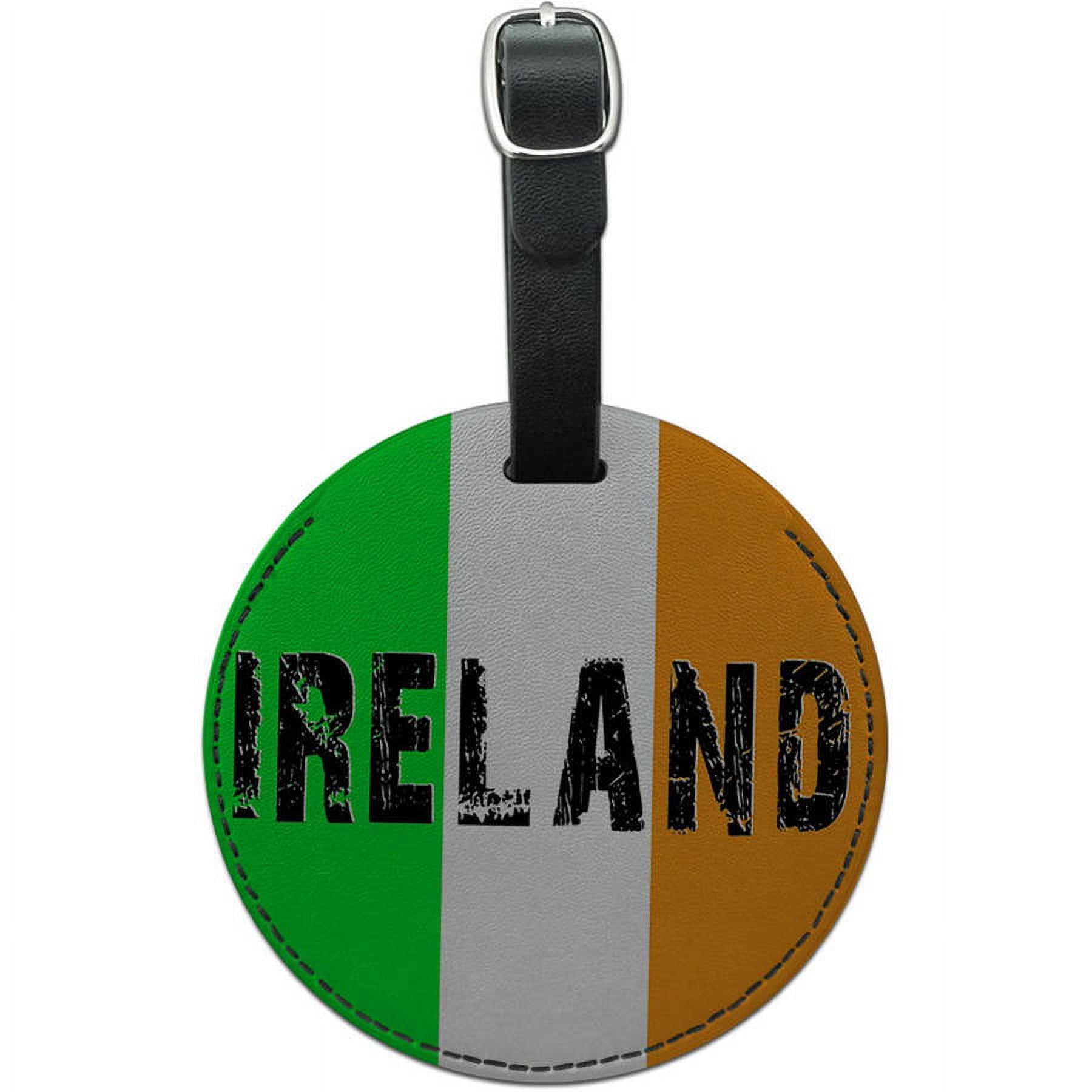 Ireland Irish Flag Round Leather Luggage ID Tag Suitcase Carry-On ...
