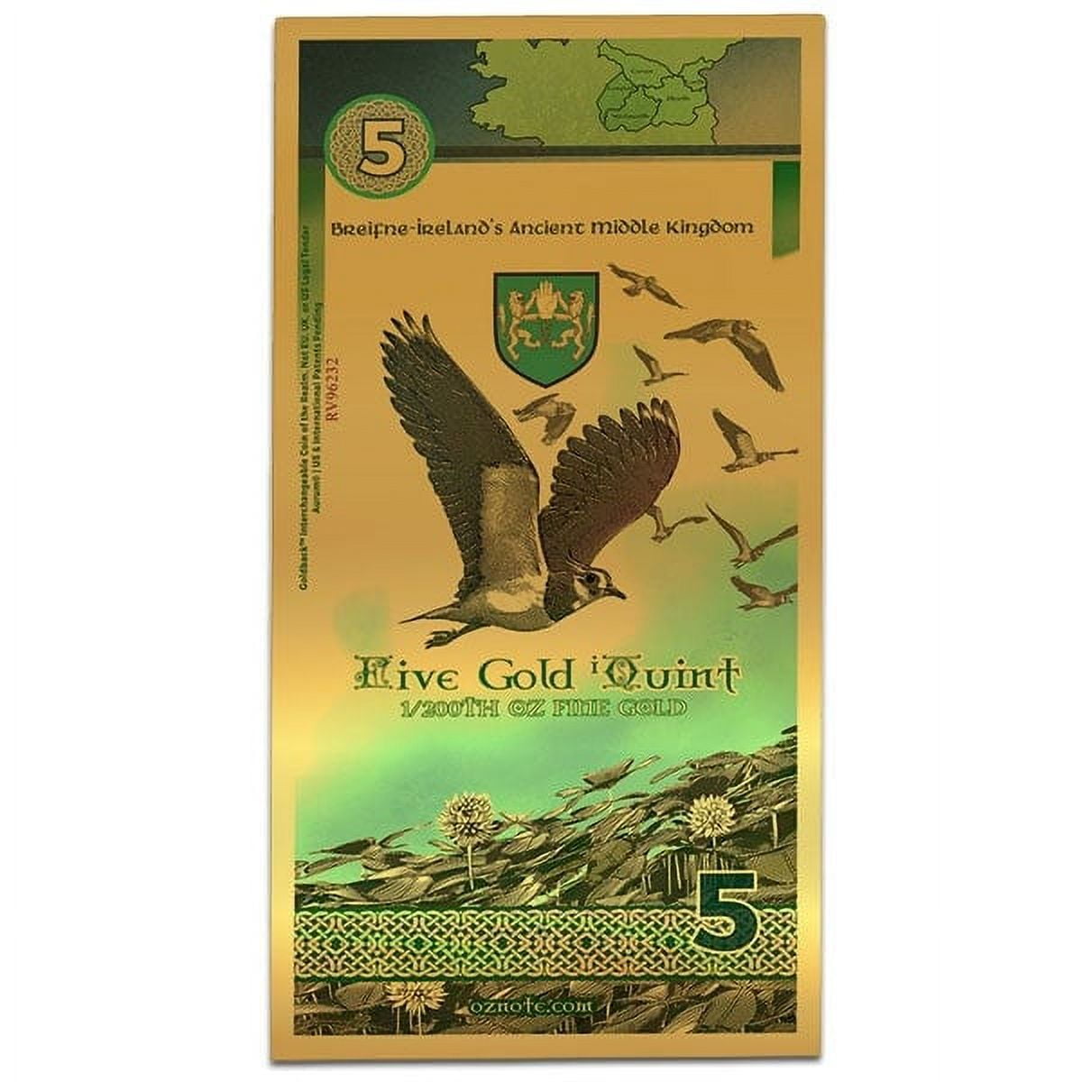 Ireland Kingdom of Breifne Goldback - 5 iQuint Gold Note, 1/200 Oz 24k ...