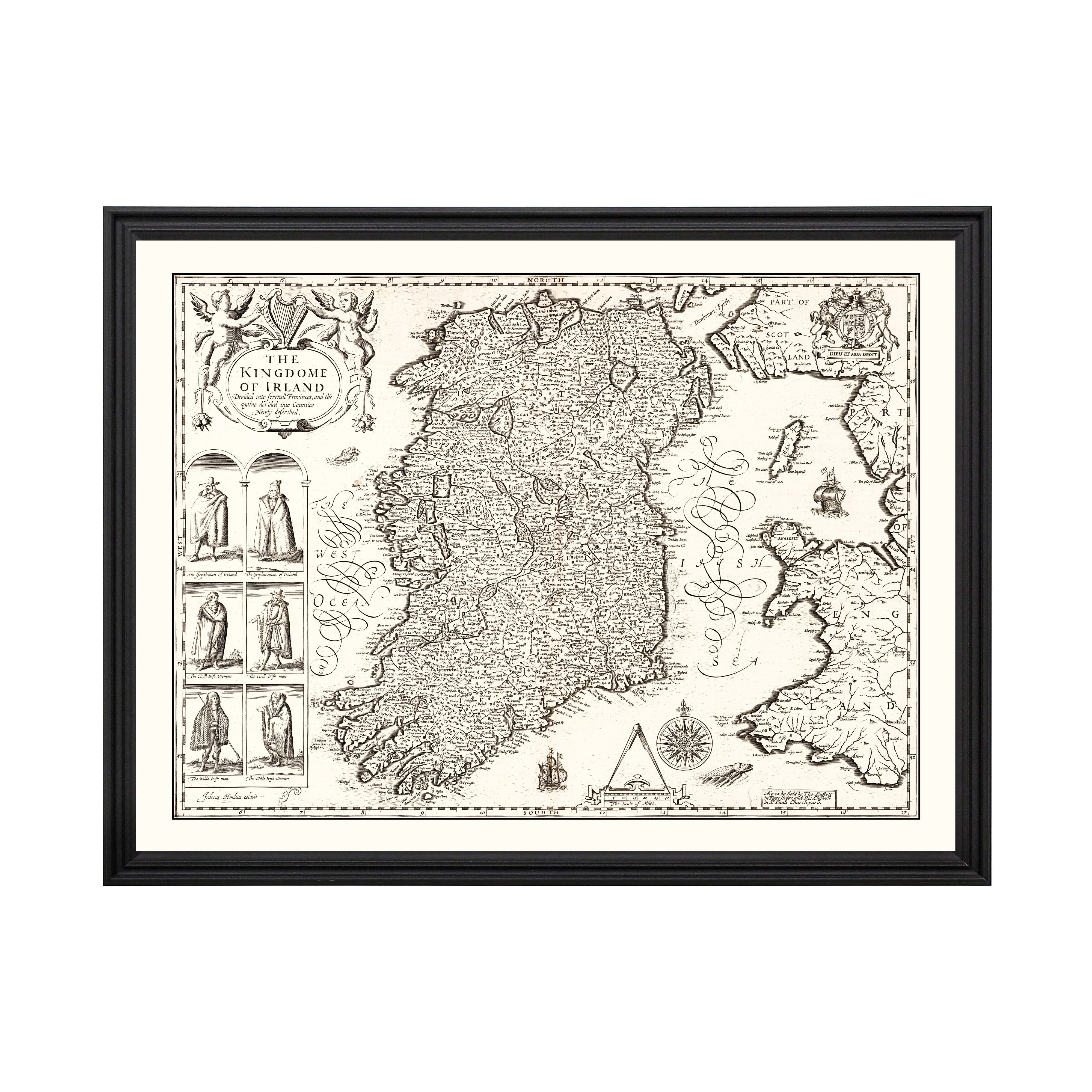 Ireland Map, 1676 Vintage Map of Ireland History Wall Decor Gift, Old ...