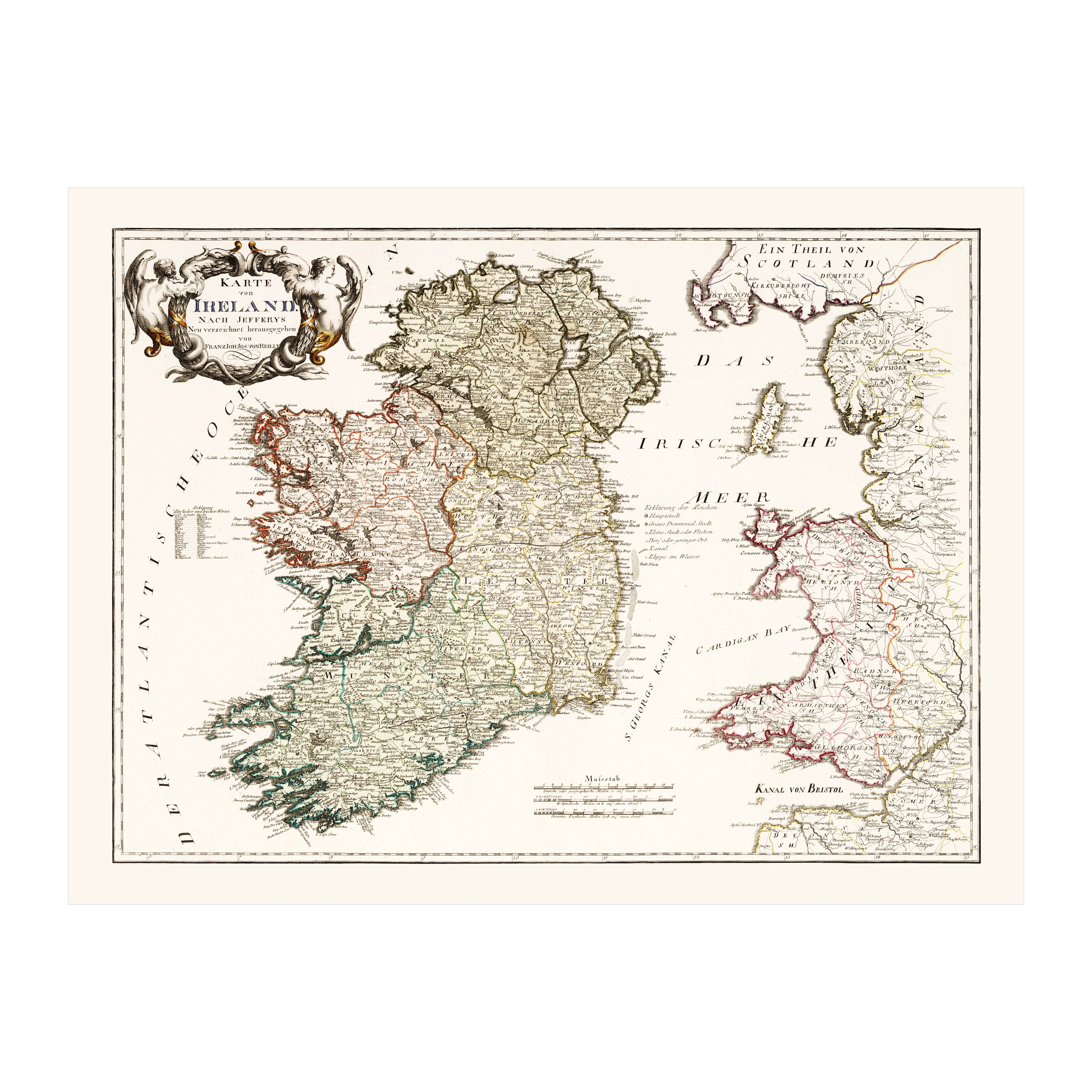 Ireland Map, 1795 Vintage Map of Ireland History Wall Decor Gift, Old ...
