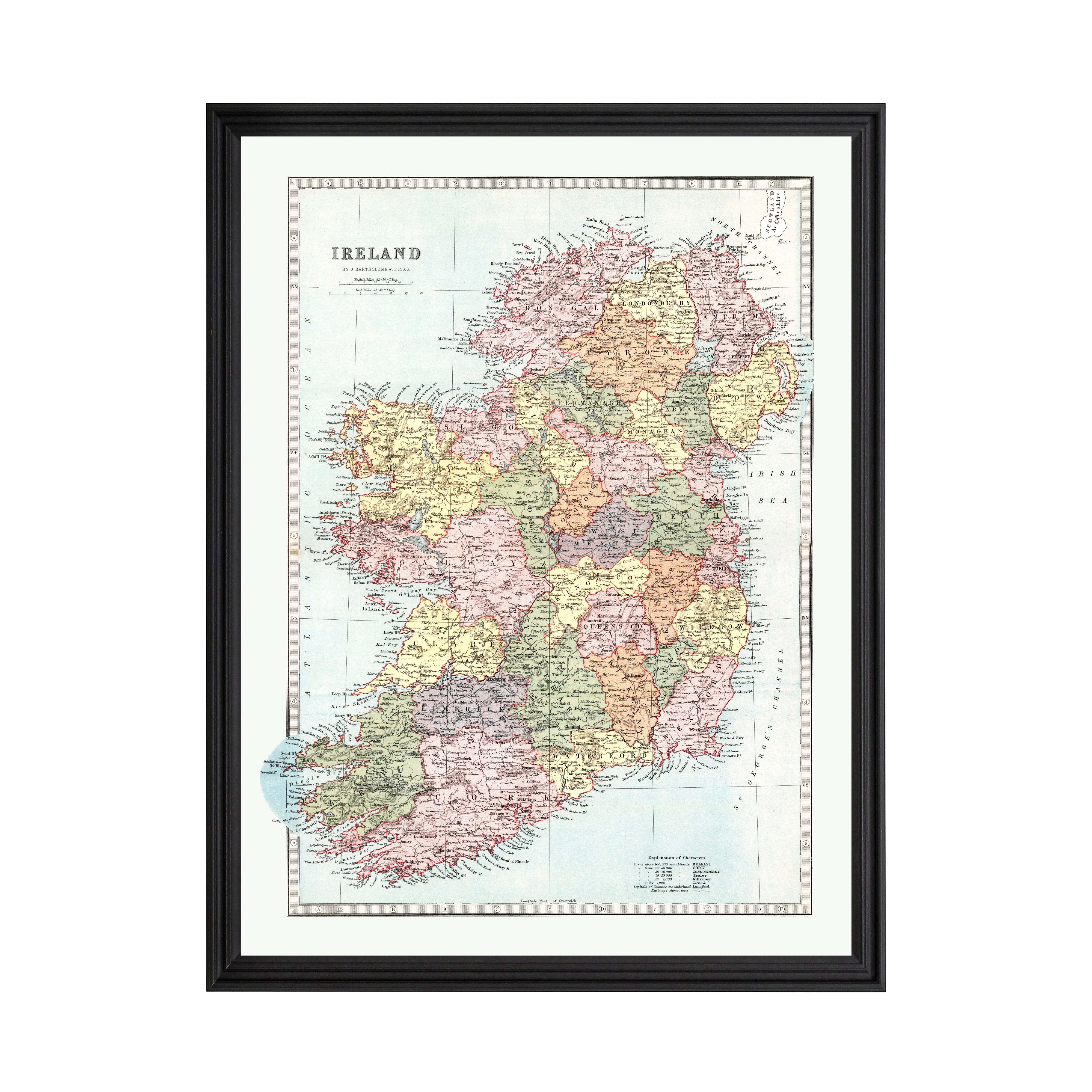 Ireland Map, 1871 Vintage Map of Ireland History Wall Decor Gift, Old ...
