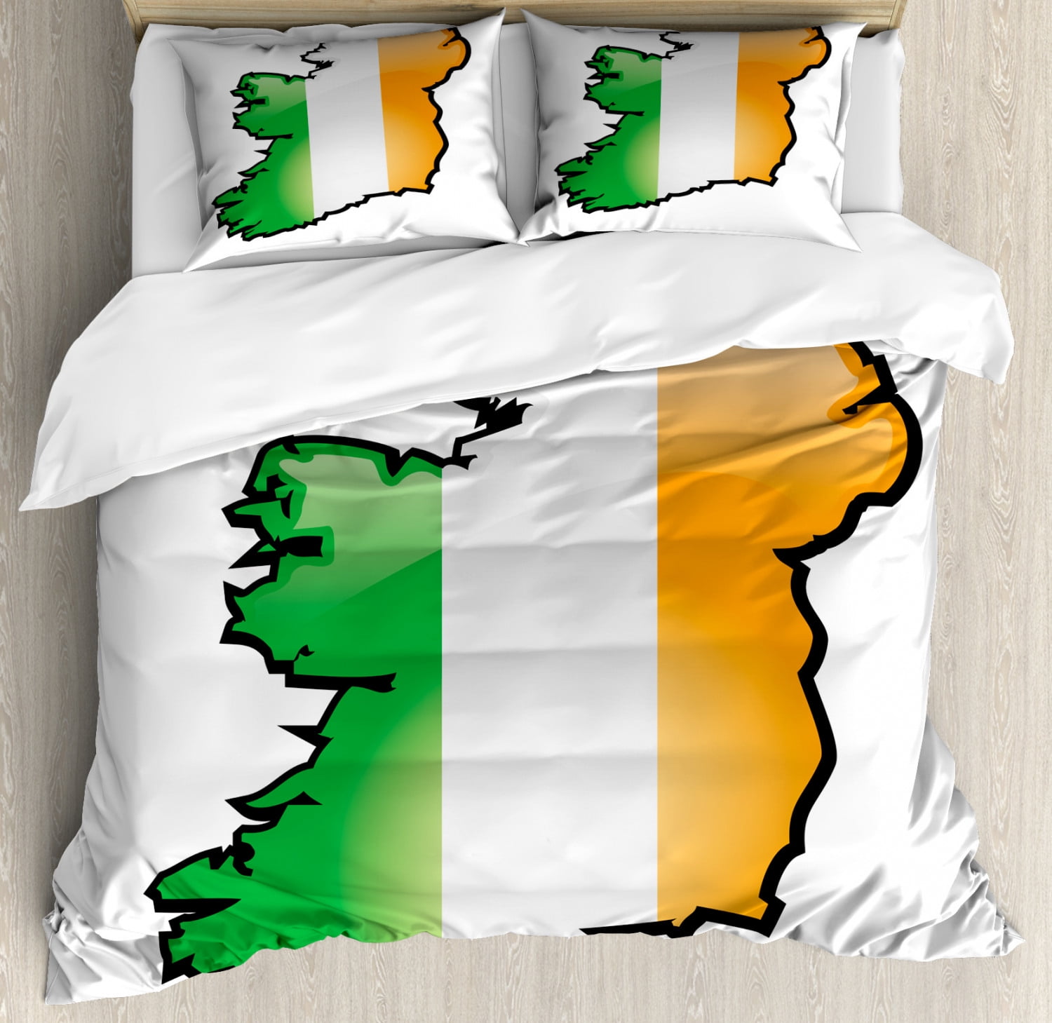 Ireland Map Duvet Cover Set, Cartoon Style Art of Mapping on a Plain ...