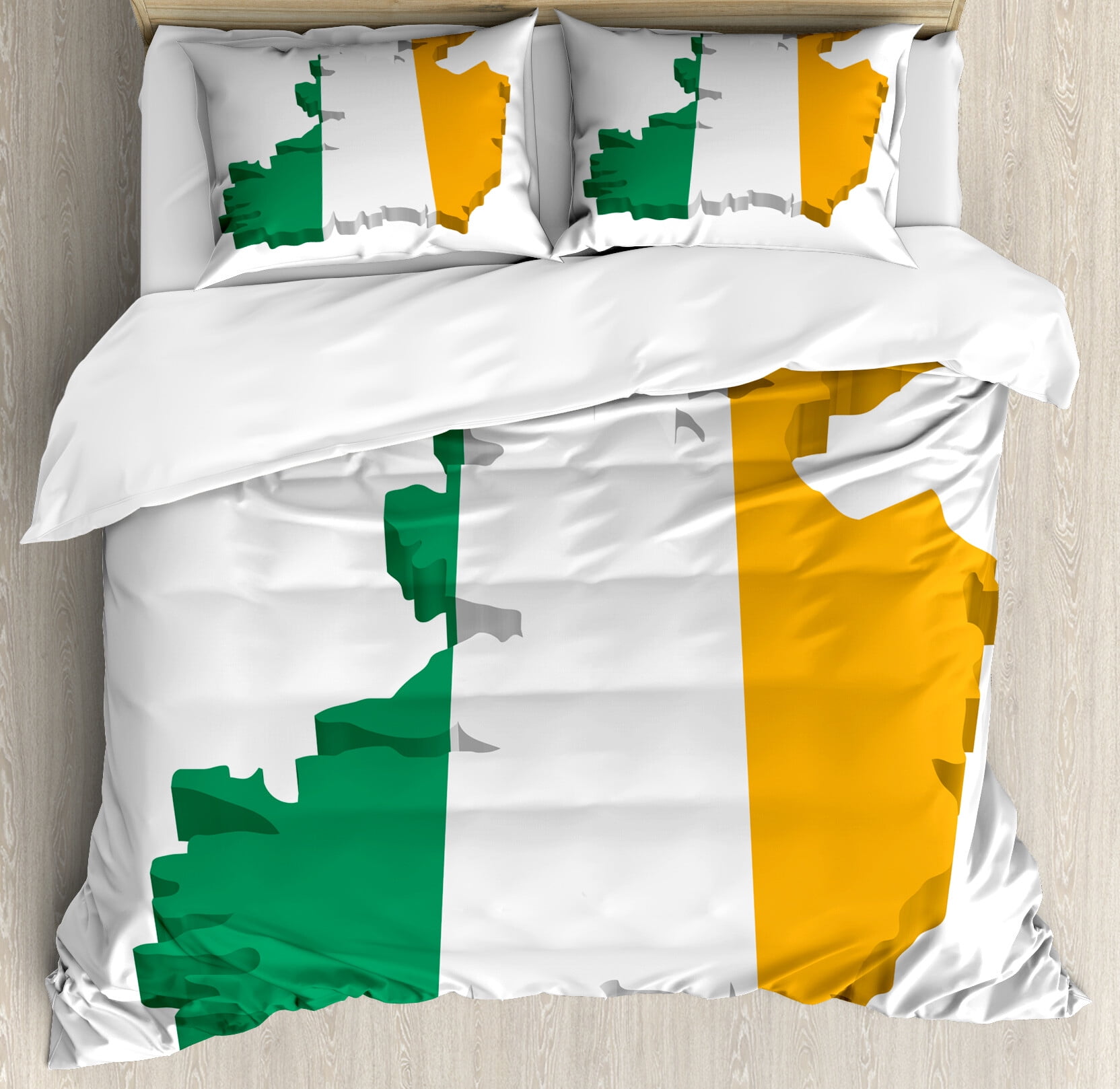 Ireland Map Duvet Cover Set, Computer Graphical Country Mapping Logo ...
