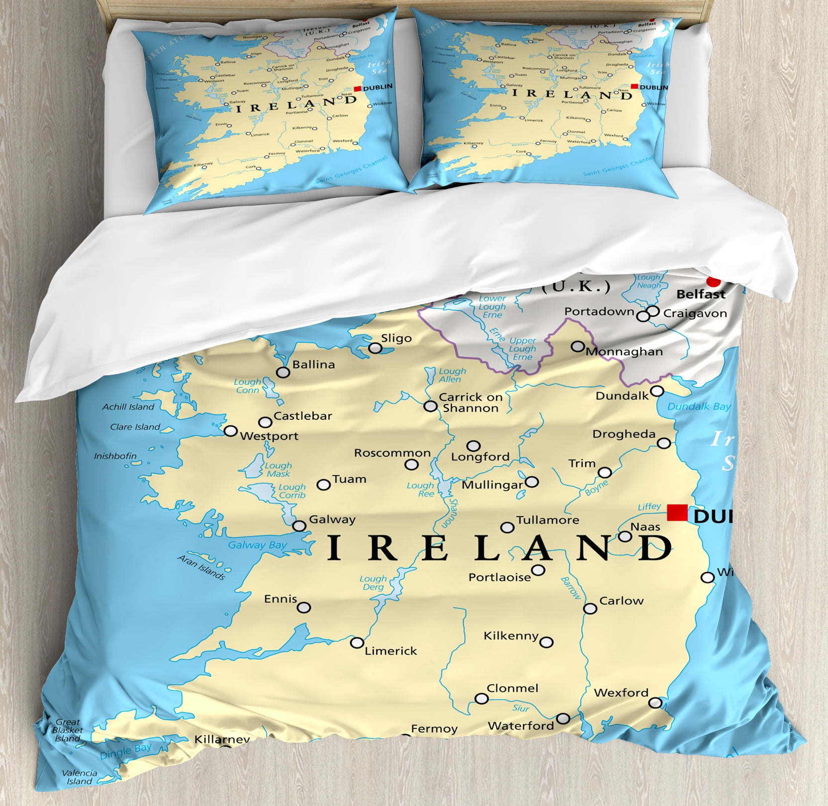 Ireland Map Duvet Cover Set, High-Detailed Mapping Political ...