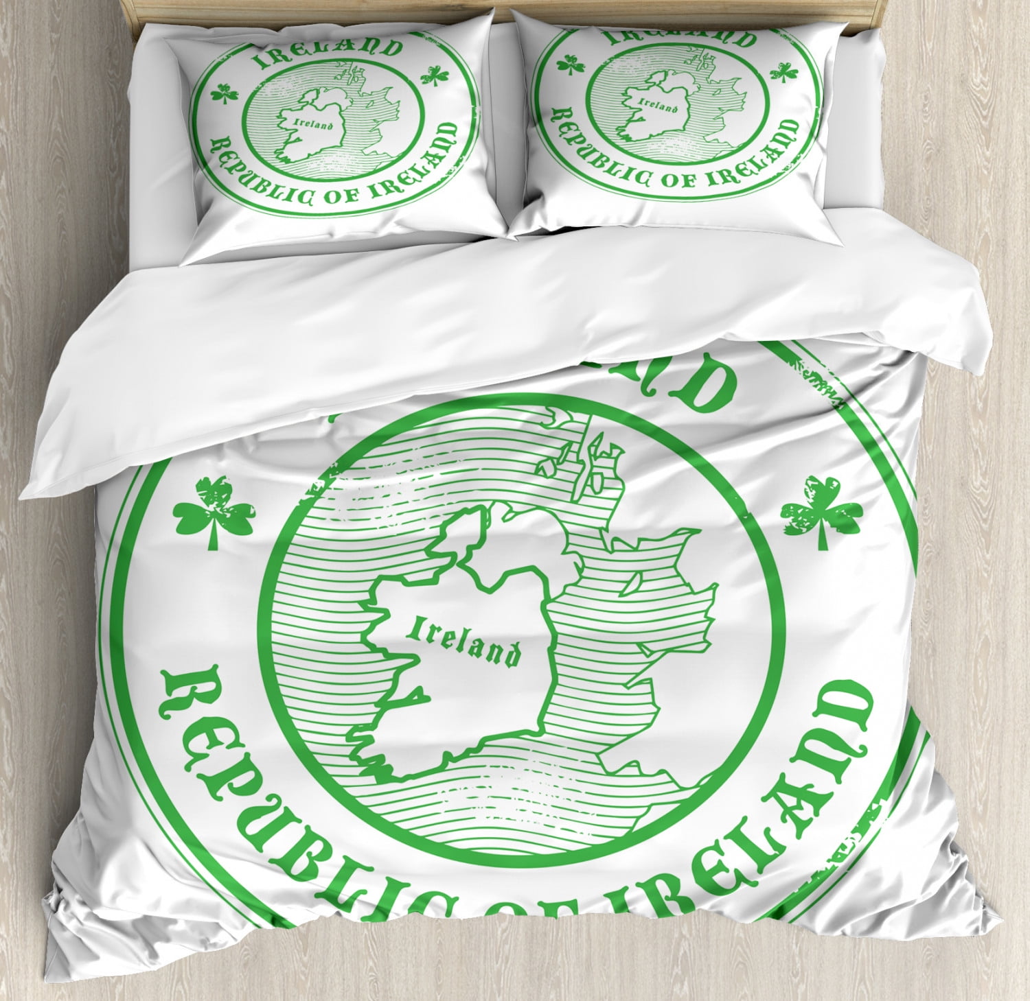 Ireland Map Duvet Cover Set King Size, Grunge Style Demonstration of ...