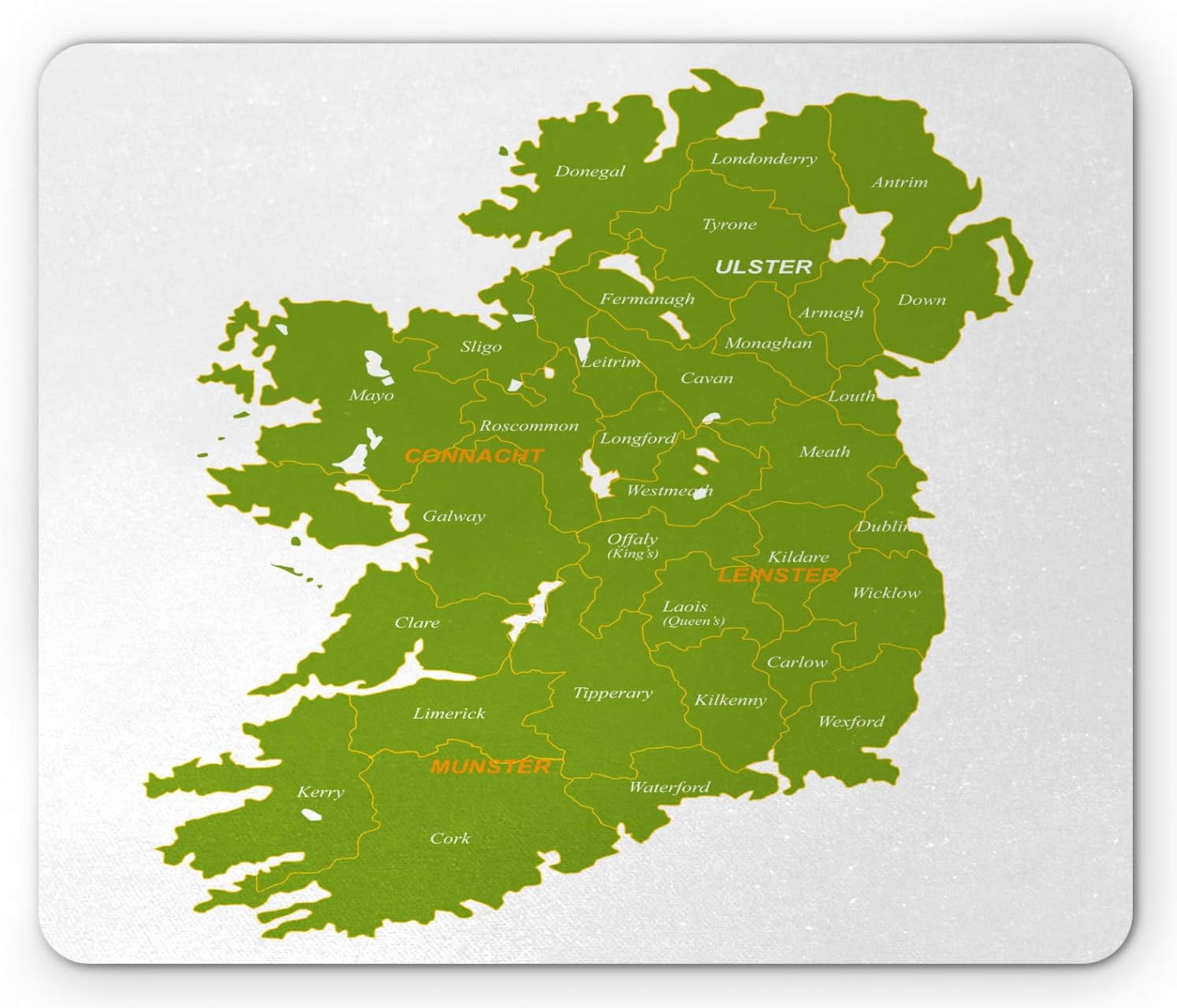 Ireland Map Mouse Pad, Informational Detailed Graphics Pattern Showing ...