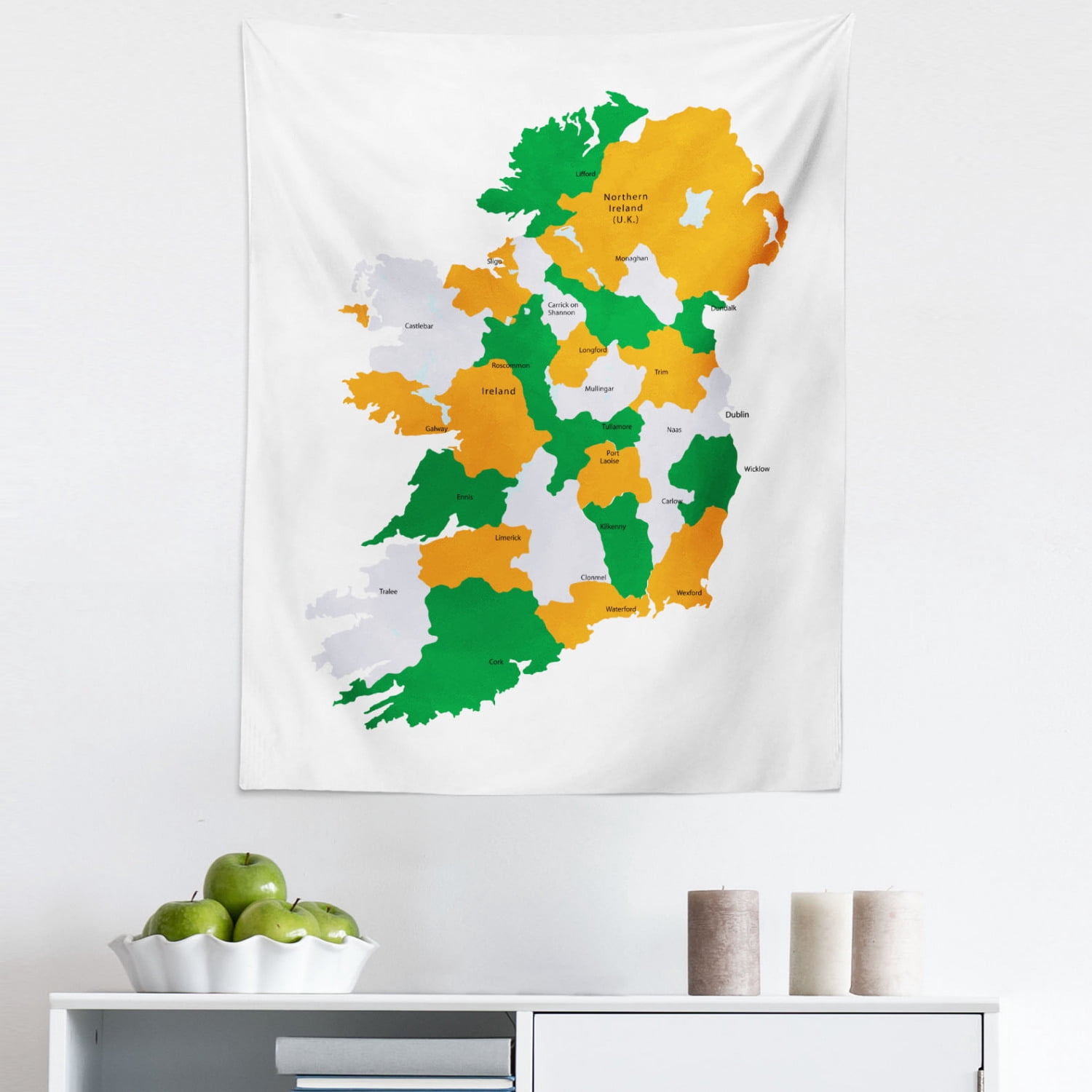 Ireland Map Tapestry, Illustration of Flag Colors in a Mapping with ...