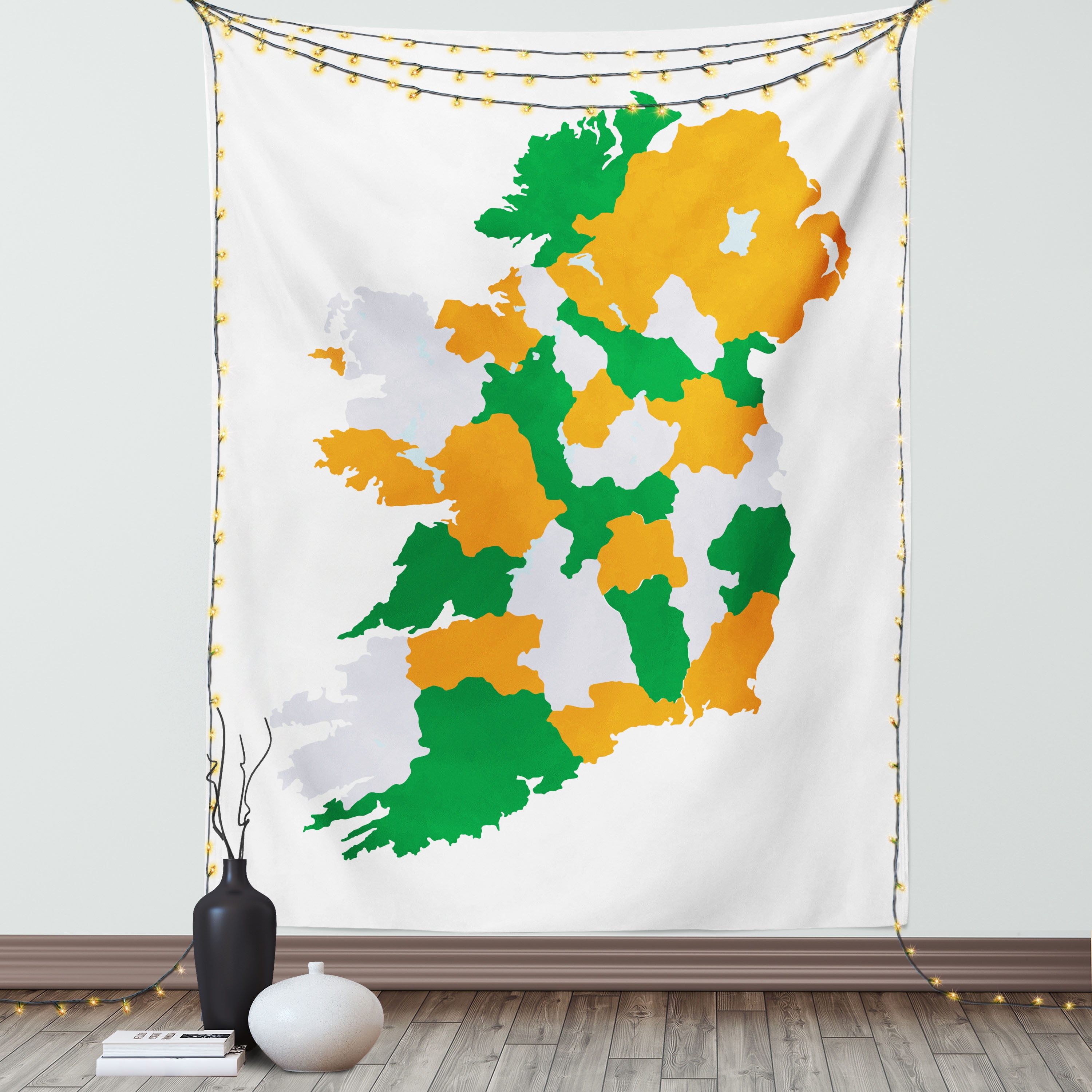 Ireland Map Tapestry, Layout of Irish Themed Informational Image with ...