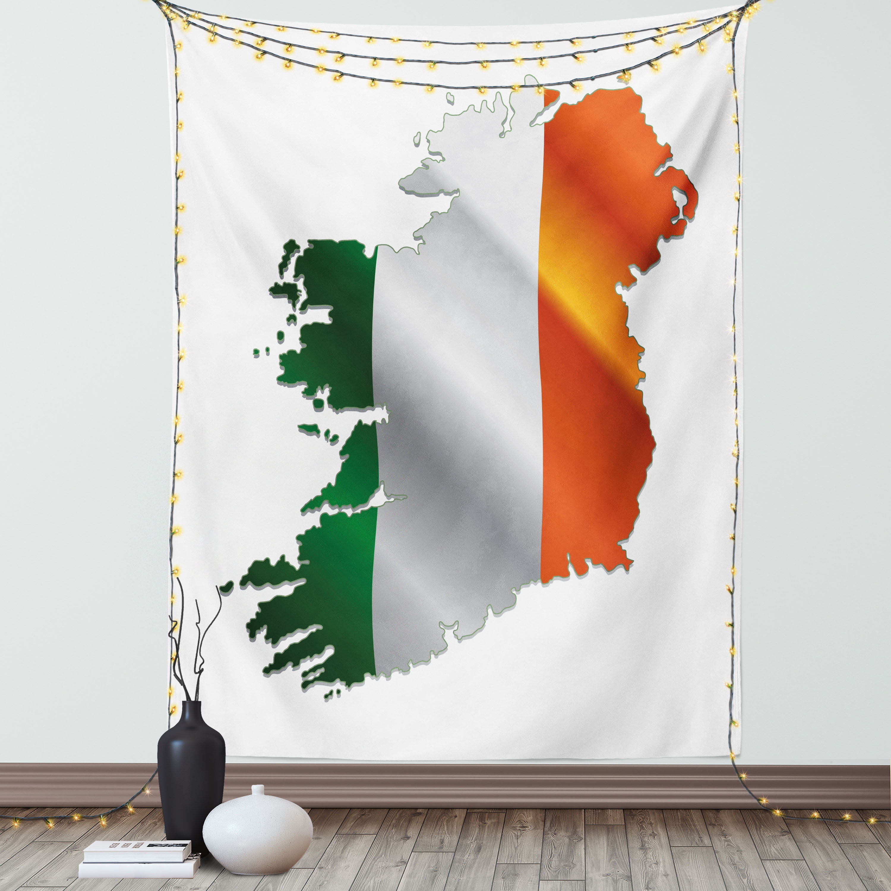 Ireland Map Tapestry, Modern National Flag Colors on Mapping ...