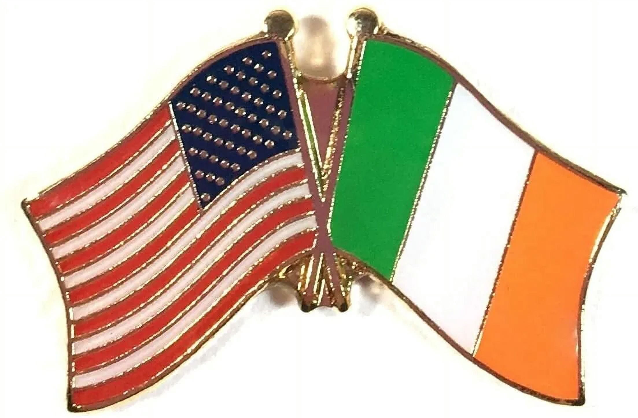 Ireland & US Crossed Double Flag Lapel Pins Irish American Friendship ...