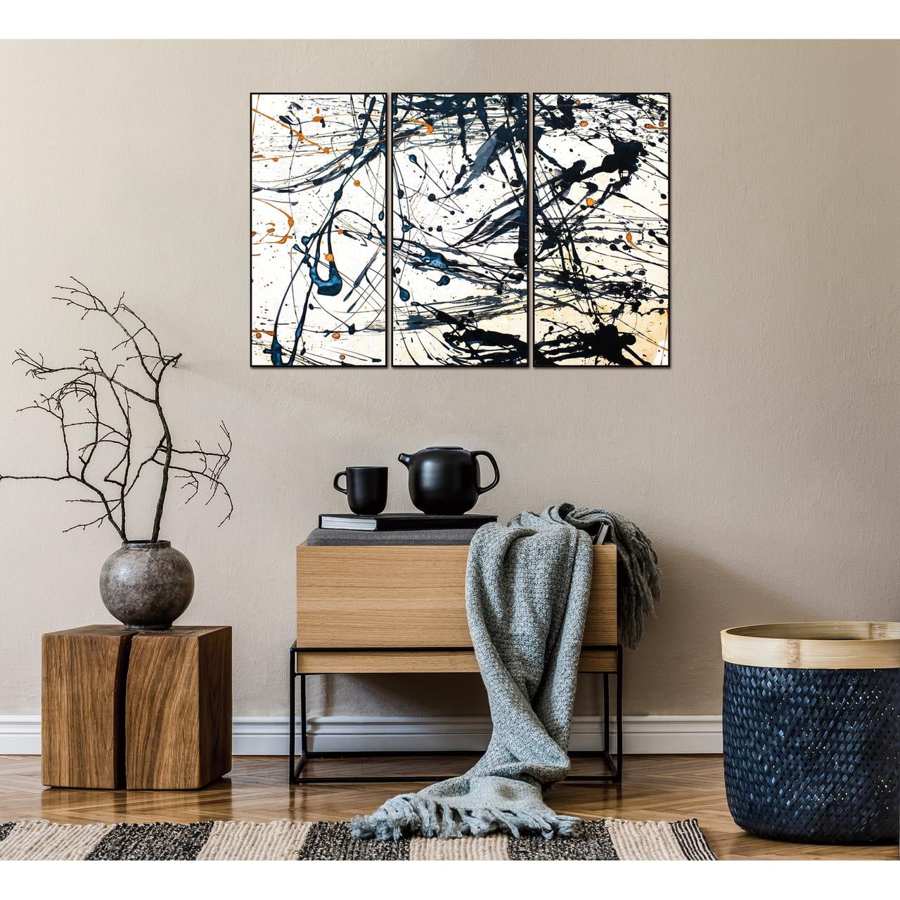 Whiteline Modern Living Irena 3-Piece 48"x24" (each) Canvas Wall Art, Black PS Frame - Walmart.com