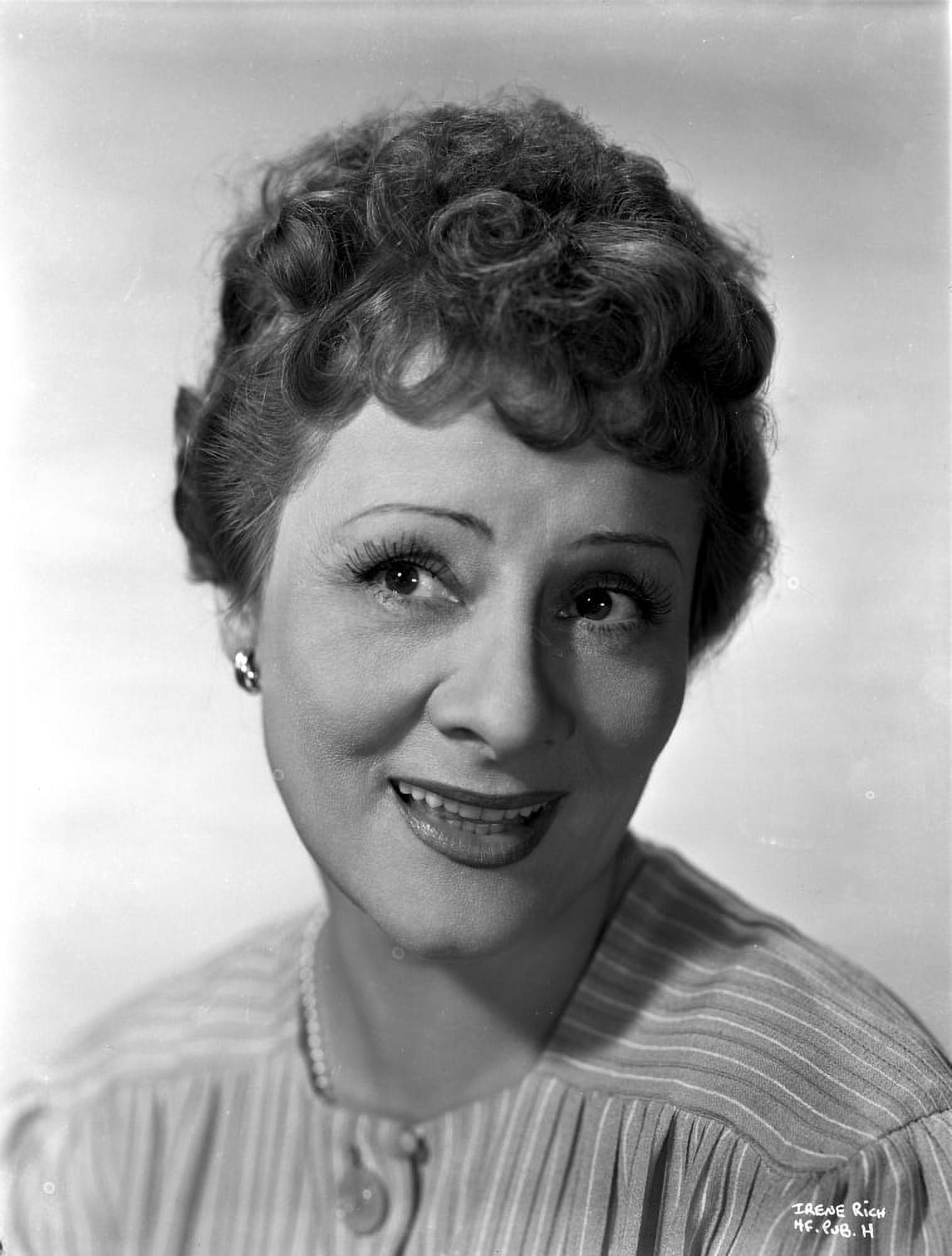 Irene Rich wearing a Stripe Blouse with Earrings Photo Print (8 x 10 ...