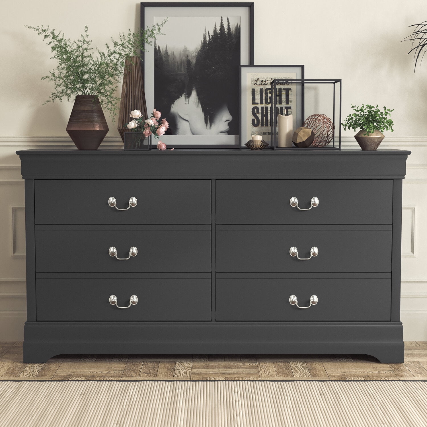 Ireton 6-Drawer Black Dresser with Ultra Fast Assembly - Walmart.com
