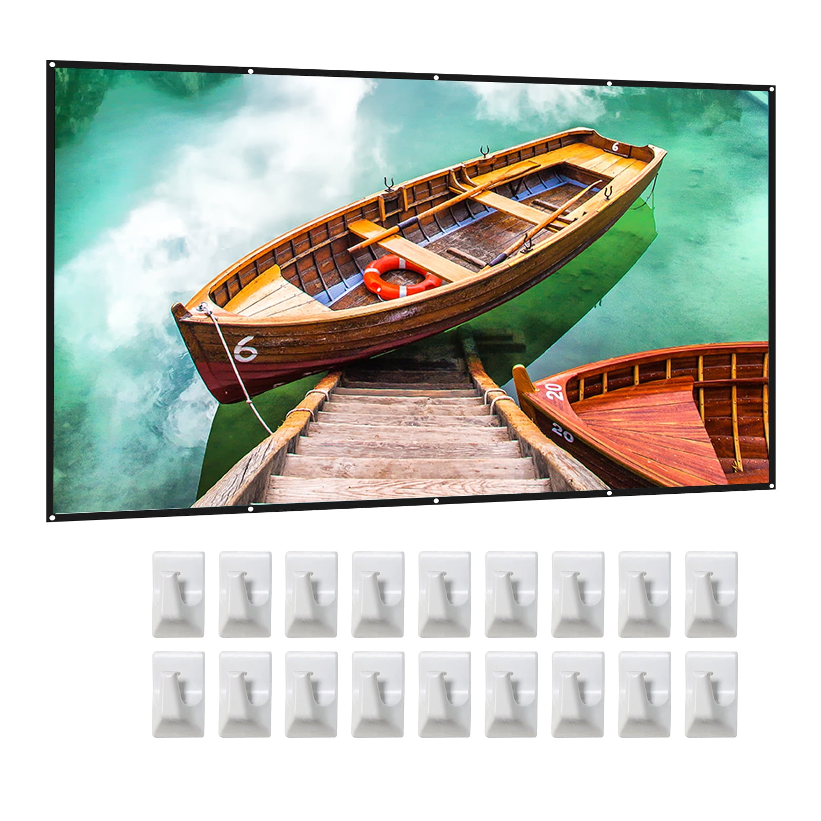Irfora 150 Inch Projector Screen 16 9 4K Foldable Portable Double Sided Projection Milk Silk ...