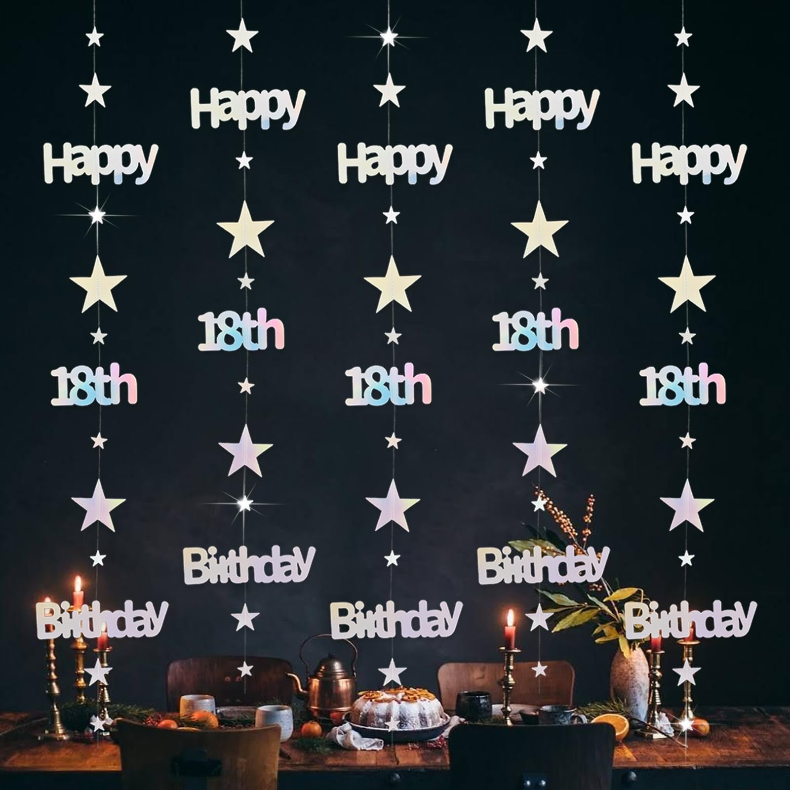 Iridescent 18th Birthday Decorations for Girls KKS1 Twinkle Star Swirls ...