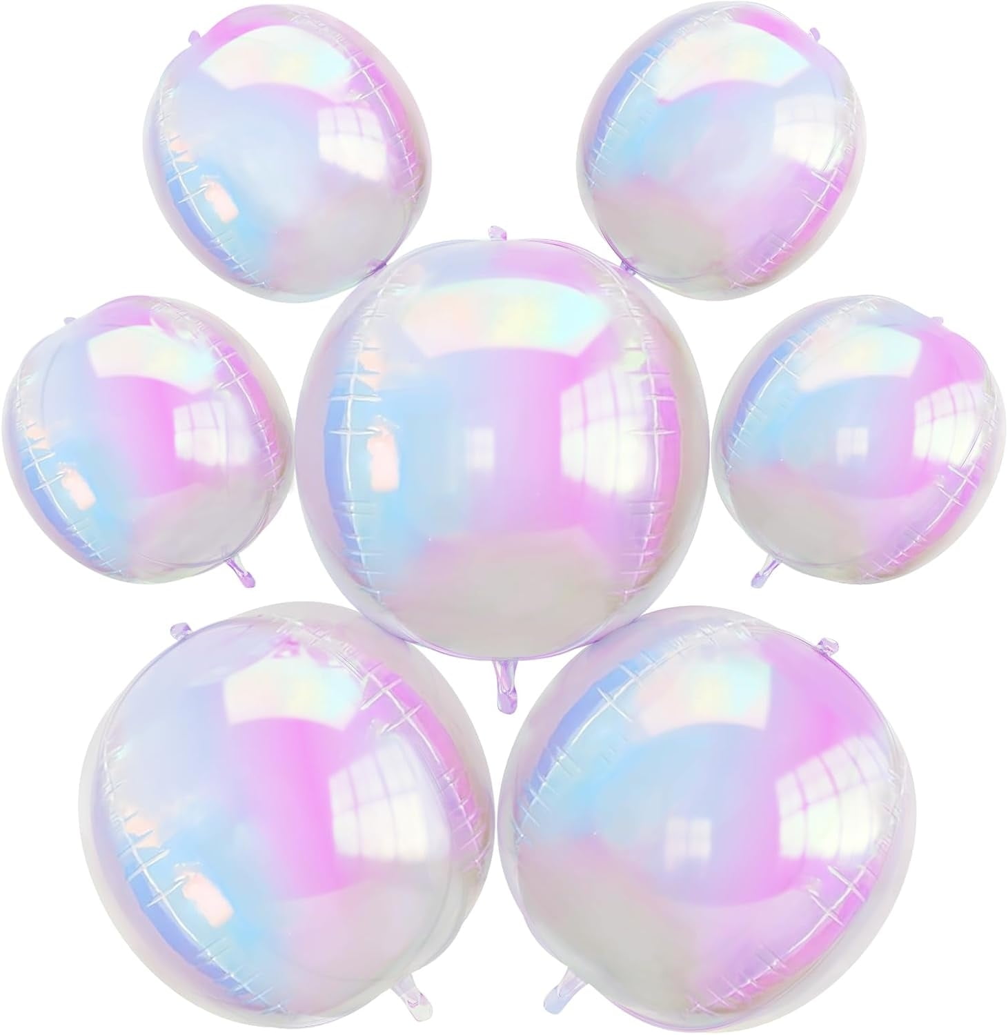 Iridescent 4D Balloons 20pcs/10 Inch Large Holographic Round Foil Ball ...