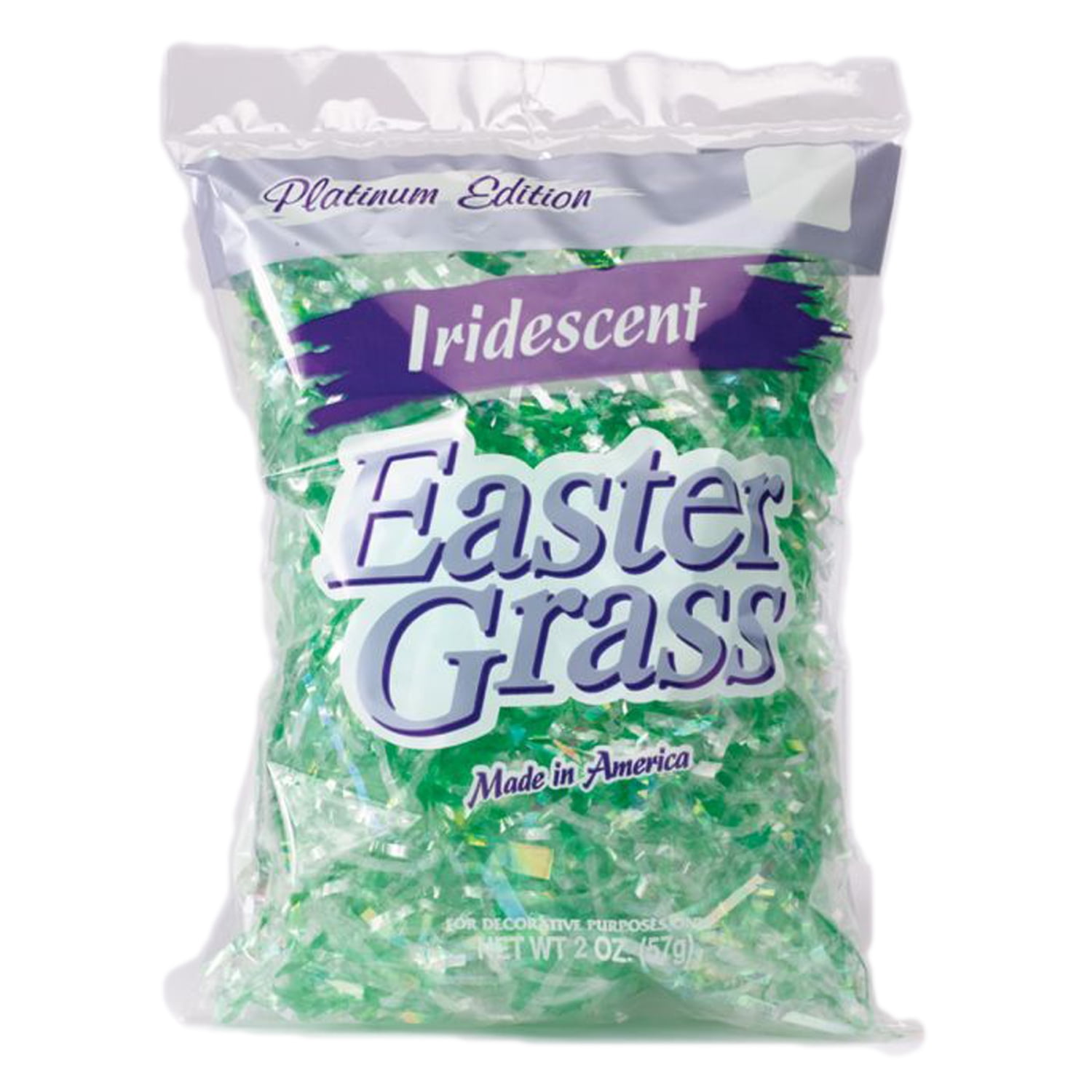 Iridescent Color Easter Grass Spring Shred, 2 oz Green Plastic Gift ...