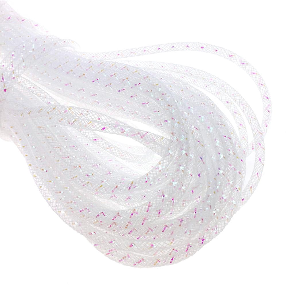 Iridescent Decor Mesh Tube Ribbon, 4mm, 20-Yard, White - Walmart.com