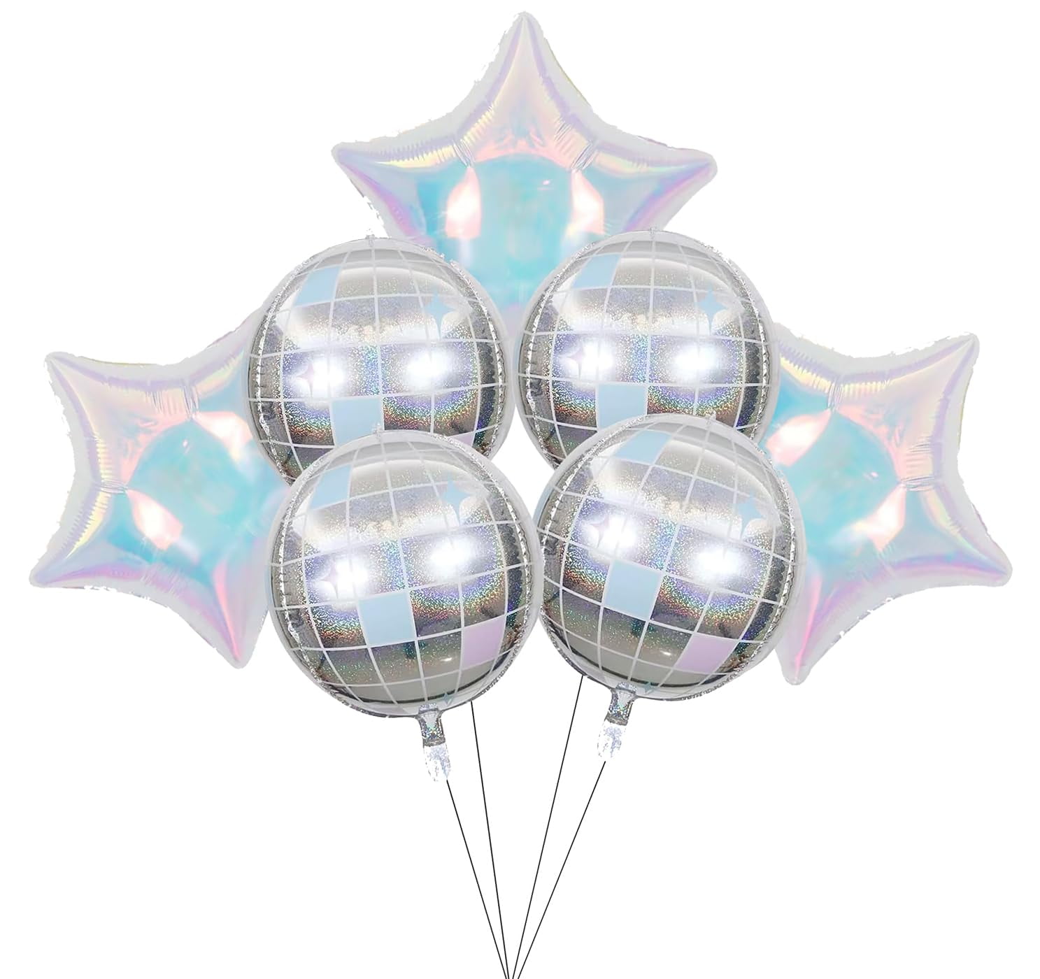 Iridescent Disco Party Foil With BSL1 Clear Star 4D Silver Aluminum ...