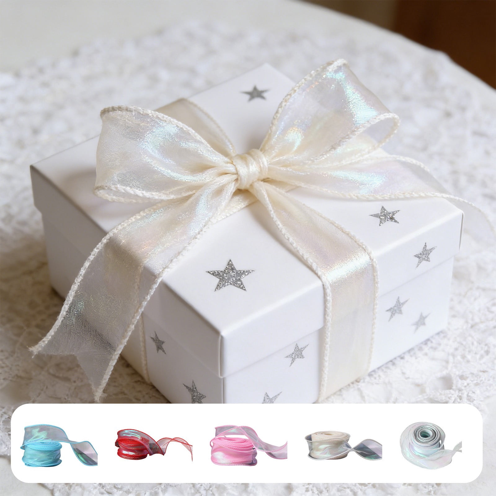 Iridescent Fishtail Organza Ribbon - Mixed Color Wave Edge Craft Ribbon ...