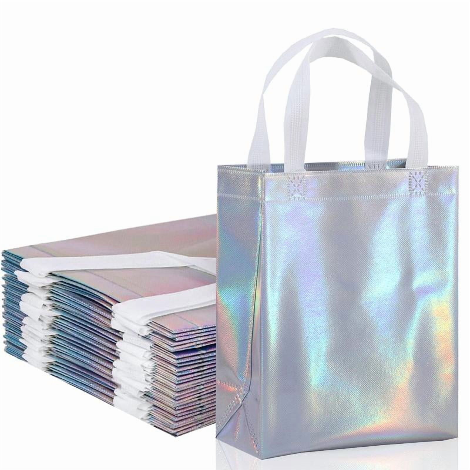 Iridescent Gift Bag with Handle (10/50pcs) - Reusable Gift Wrapping Bag ...