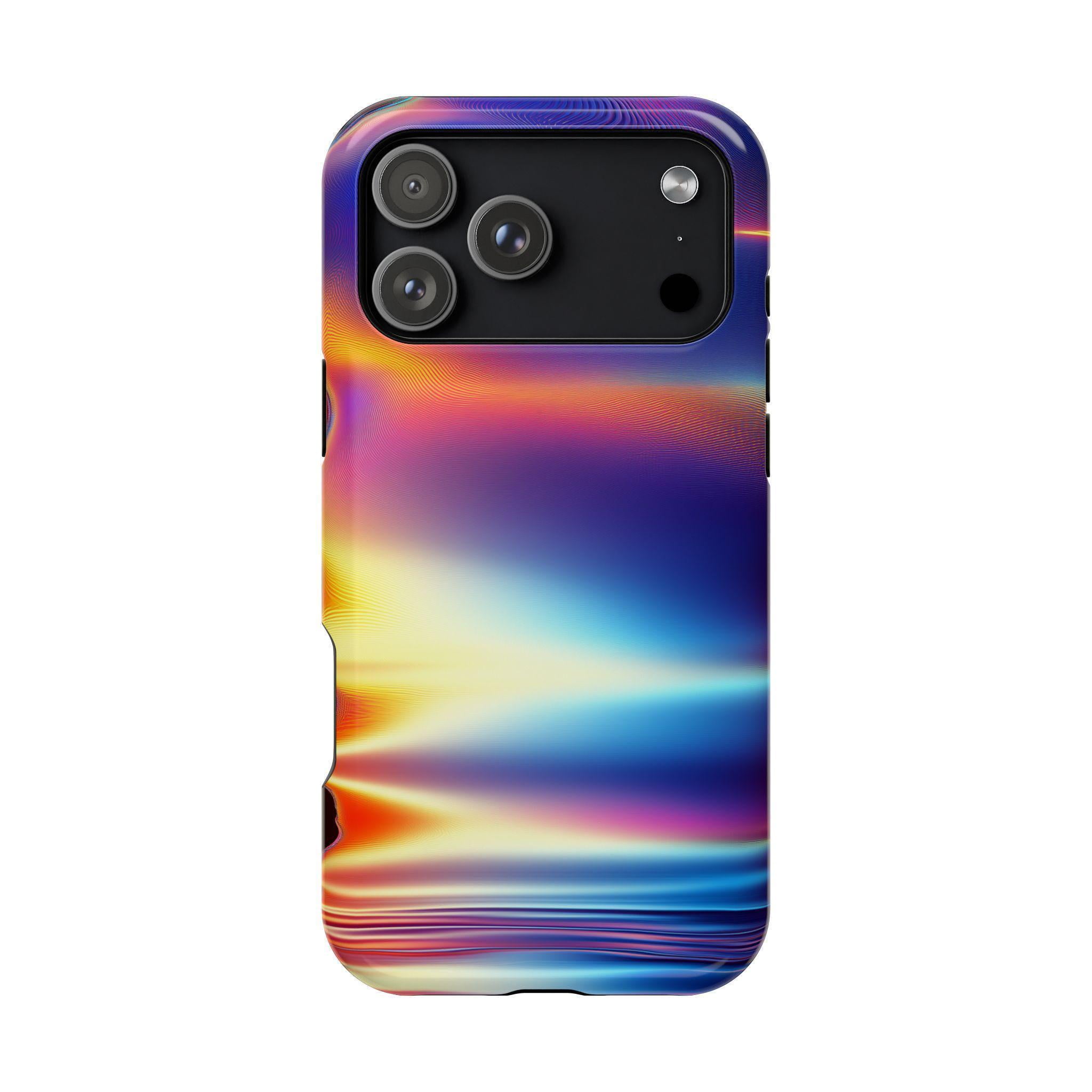 Iridescent Glitch Purple Blue Wave Digital Art Phone Case 17 16 15 14 ...