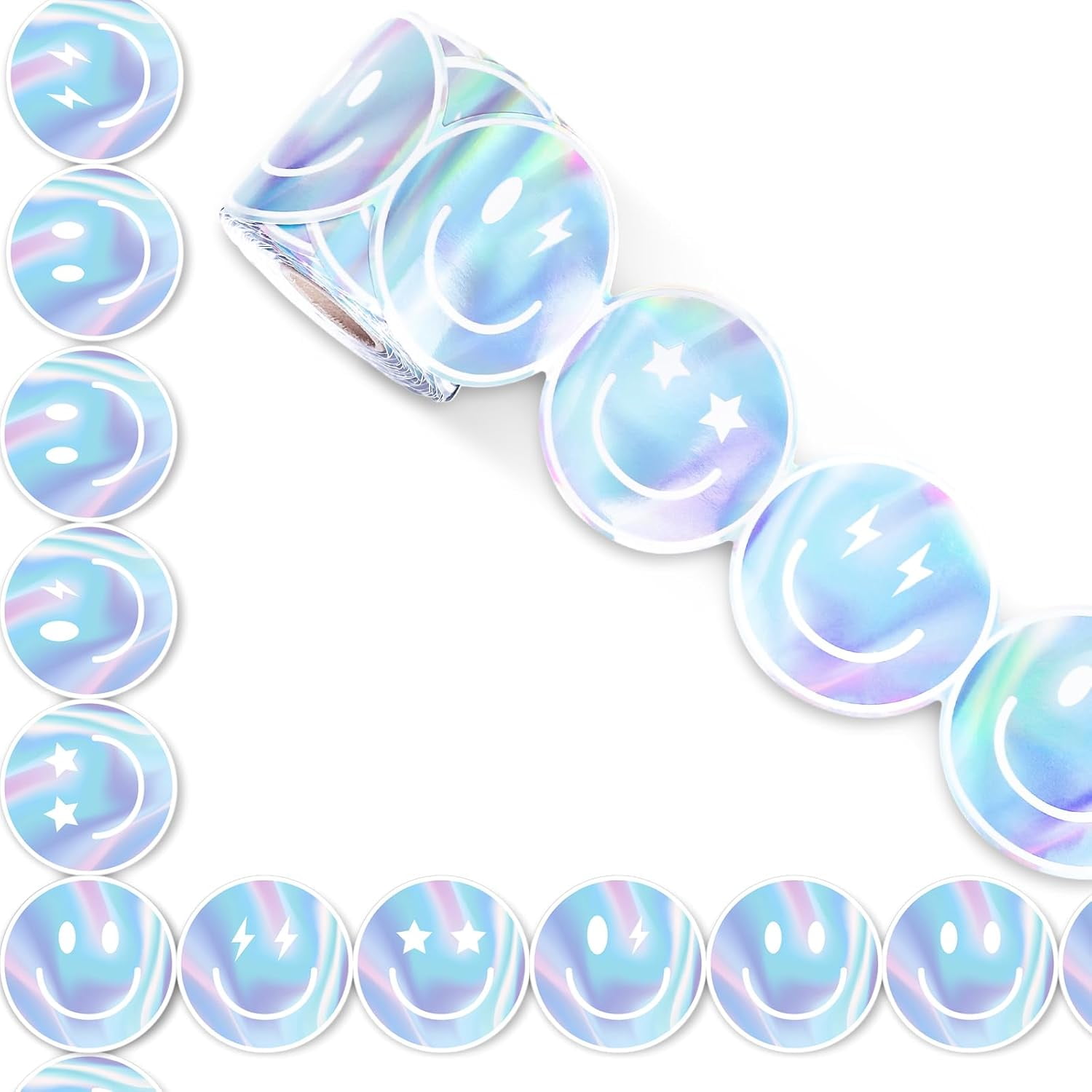 Iridescent Happy Face Bulletin Board Border Back to School Holographic ...