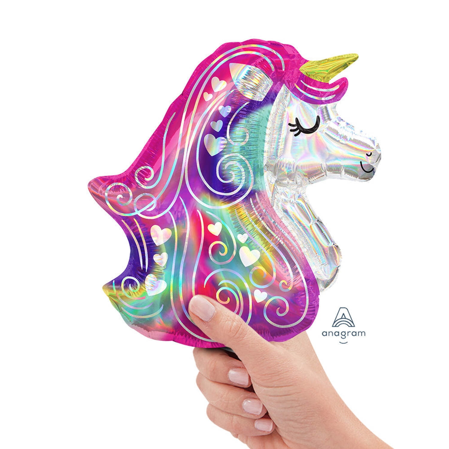Iridescent Heart Unicorn Mini Shape (Air-Fill Only) Anagram Foil Mylar ...