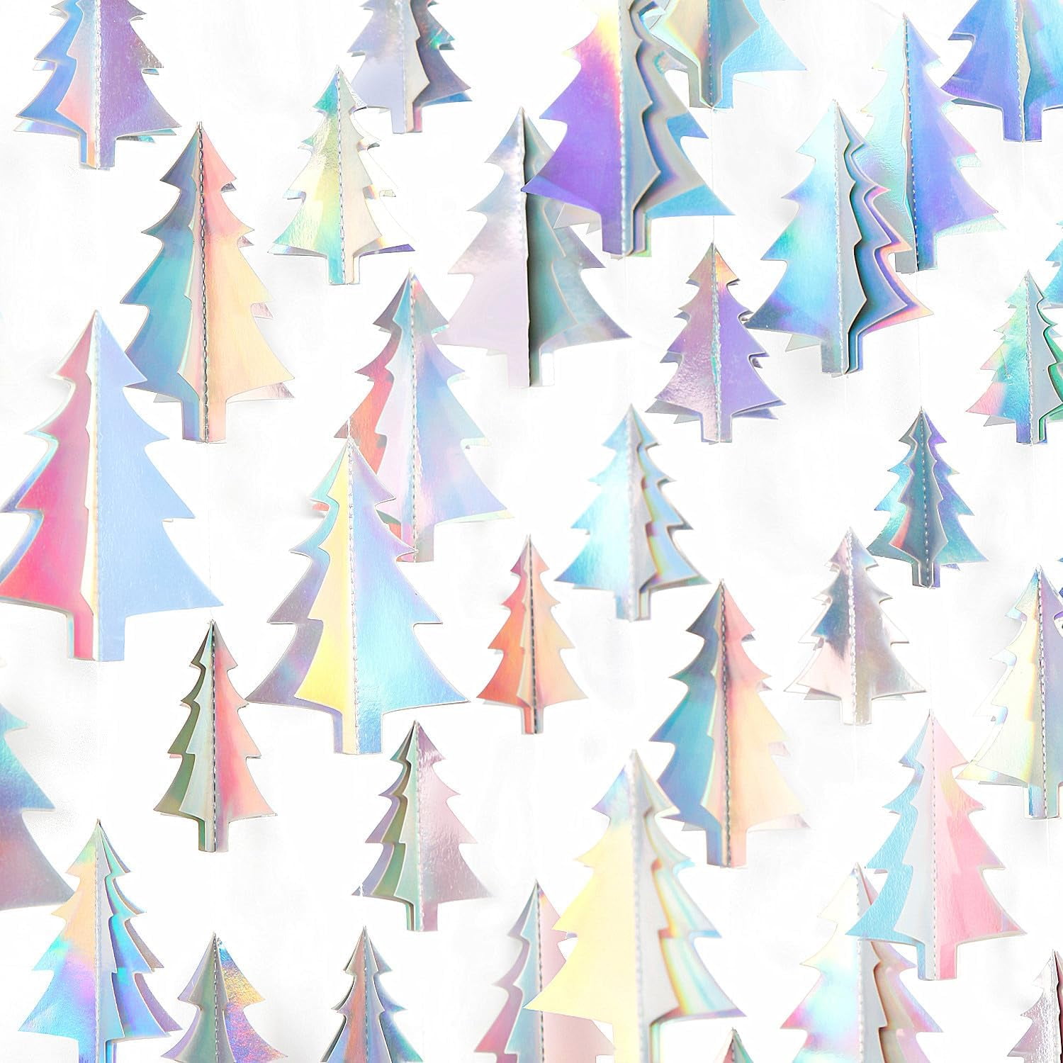 Iridescent Holographic Christmas-Tree Party-Decorations Garland - 25 Ft ...