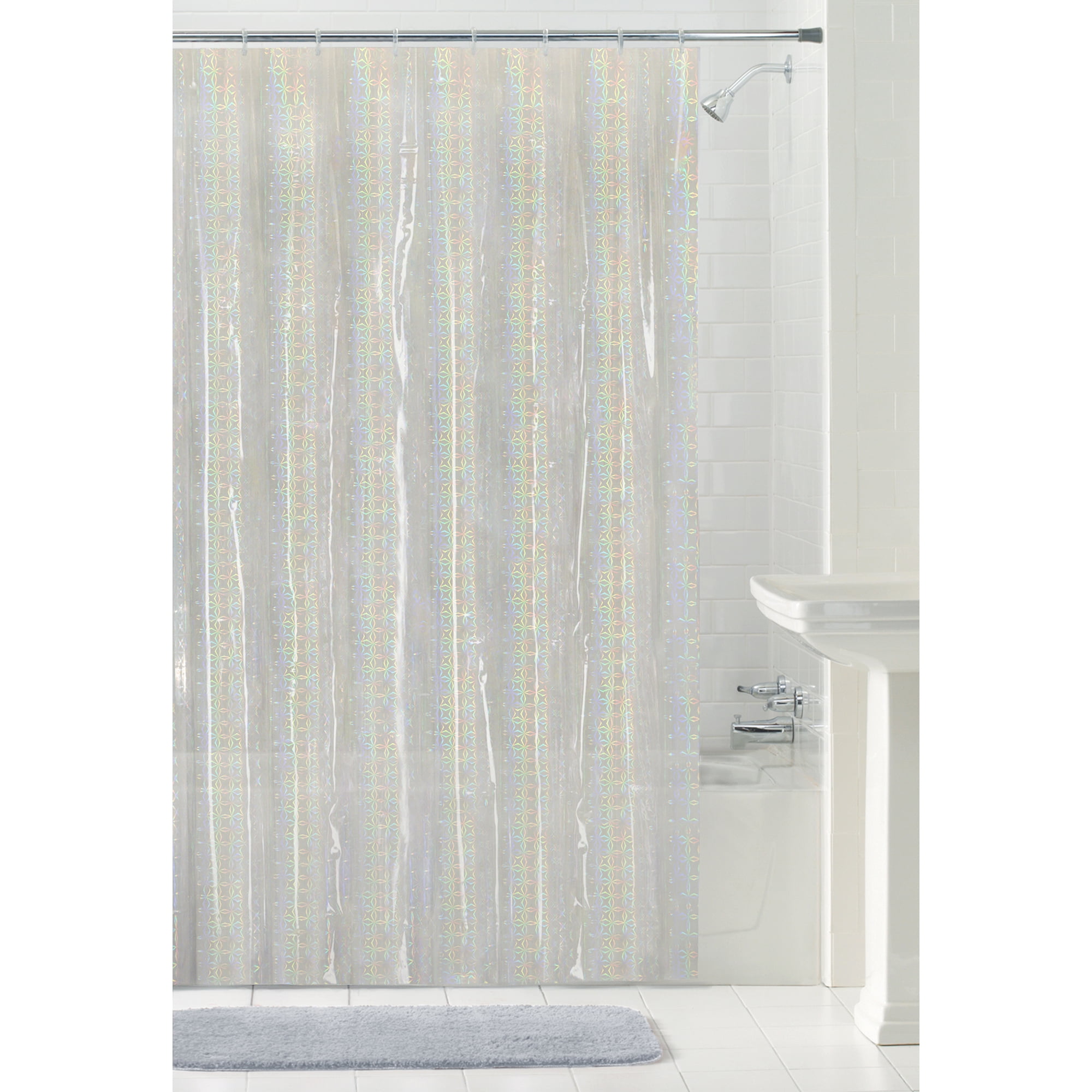 Iridescent Lightweight PEVA Shower Curtain Liner, Clear - Mainstays ...